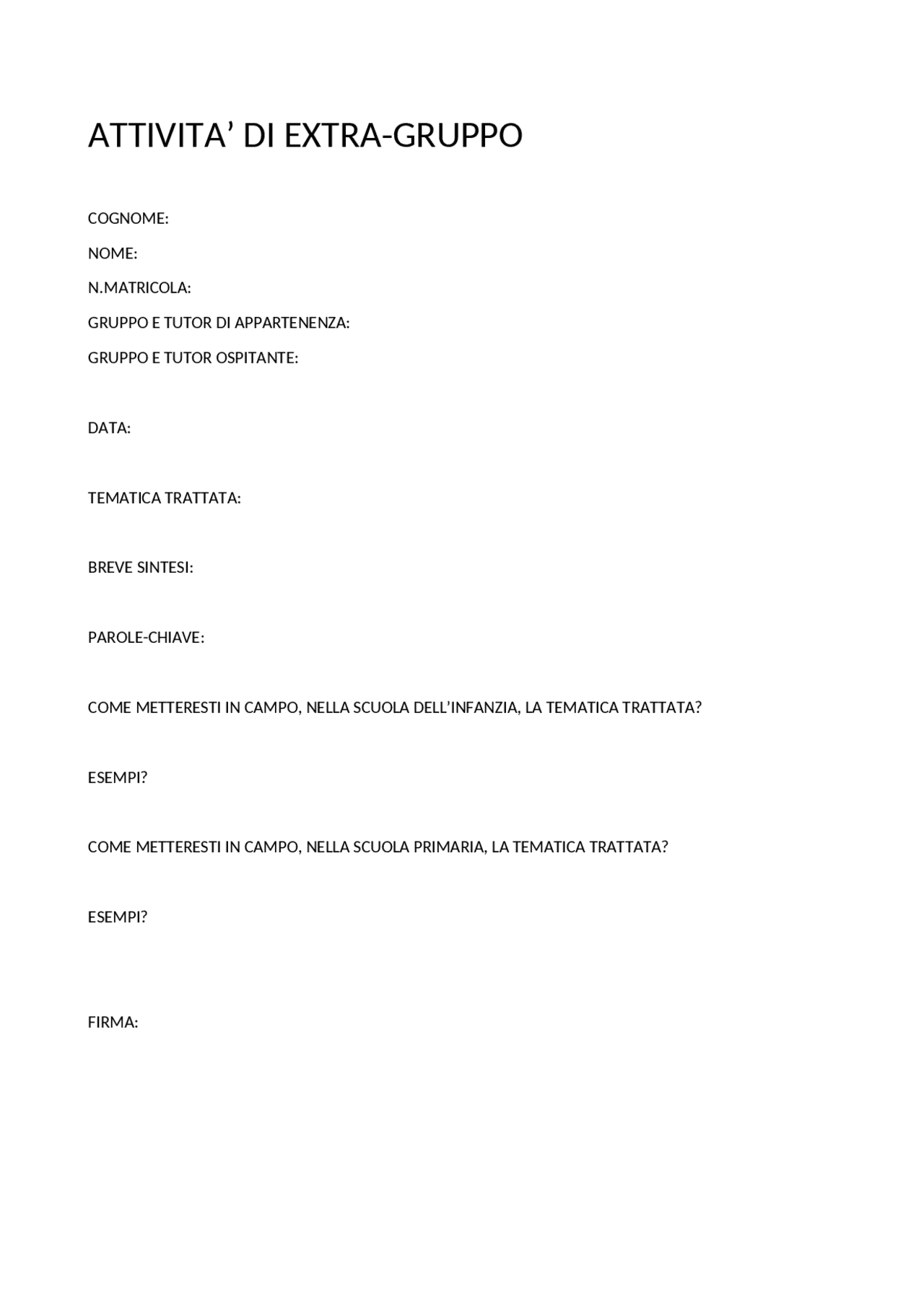 Attività Extra Gruppo Docsity