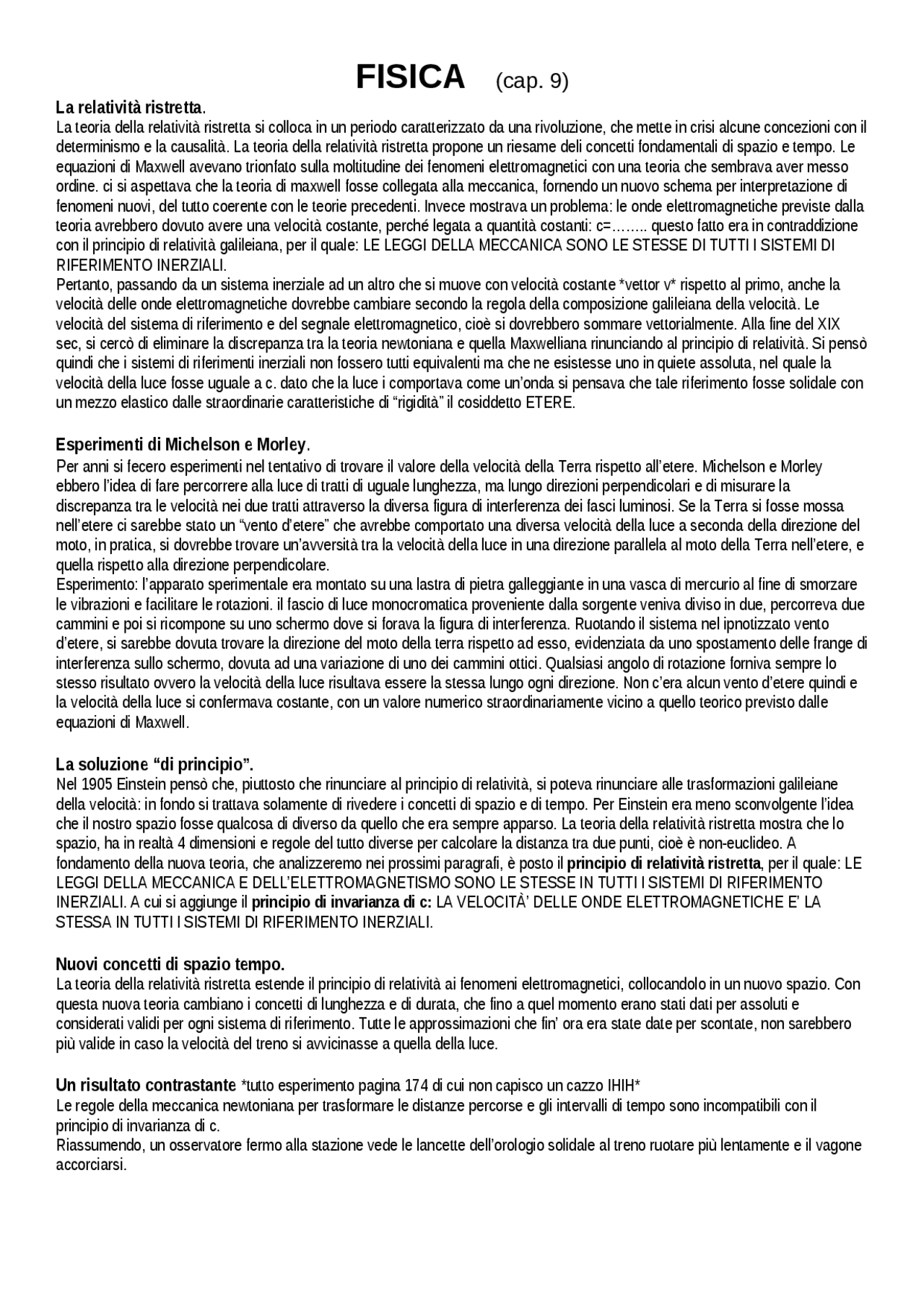 La Relatività Ristretta Fisica Docsity