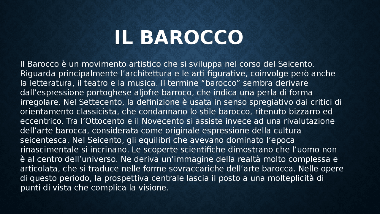 Il Barocco Lo Stile Caravaggio E Bernini Docsity