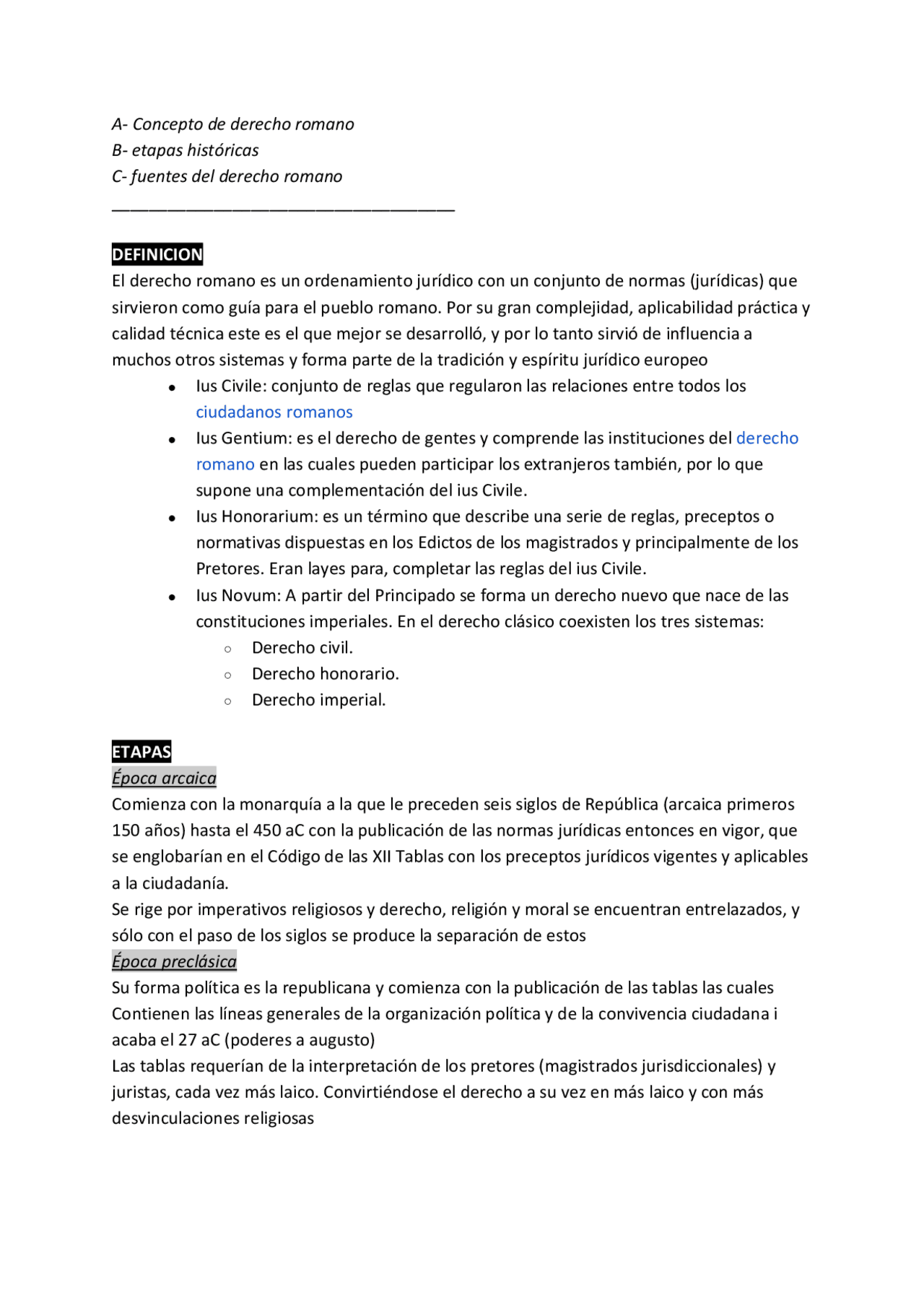 Complet Bloc 1 Dret Romà Docsity