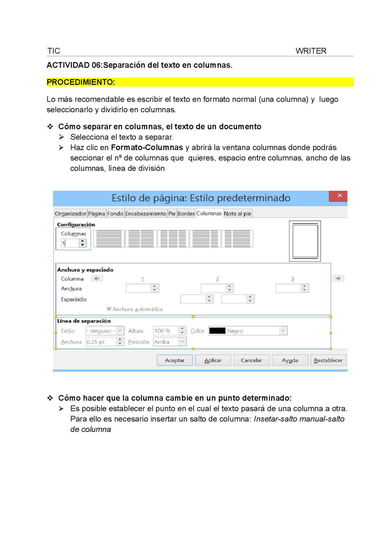 Ejercicio de columnas - Docsity