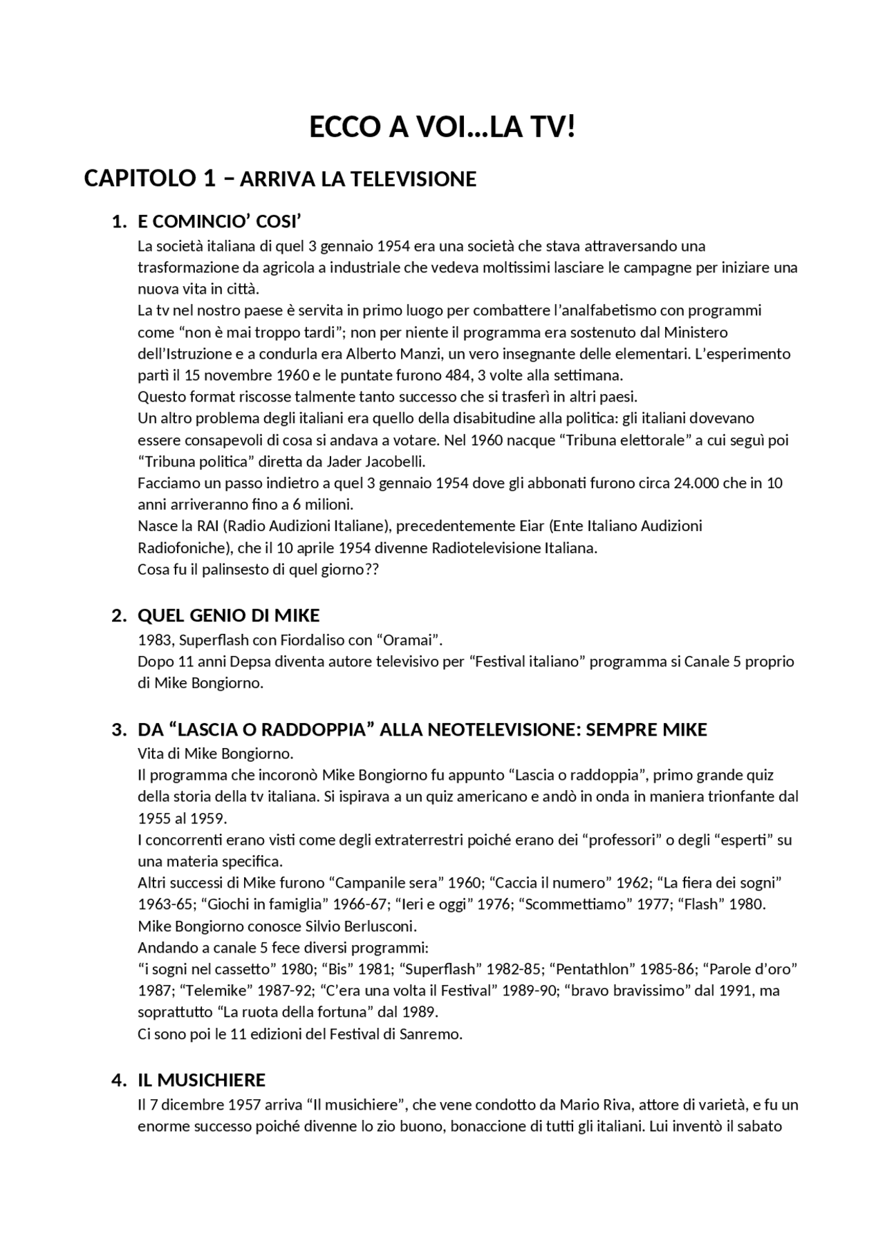 Ecco A Voi La Televisione Depsa Docsity