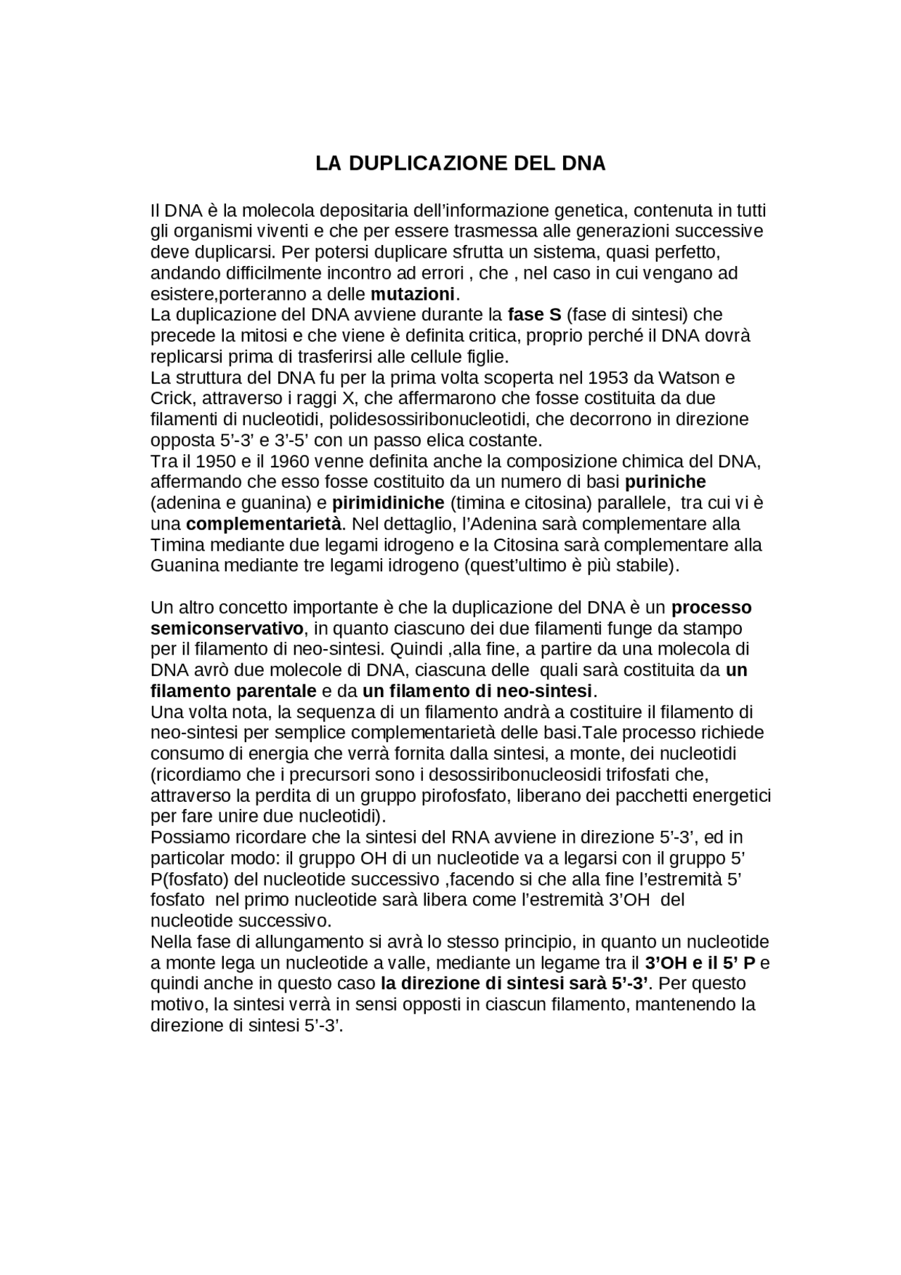 Duplicazione Del Dna E Traduzione Dellinformazione Genetica Docsity