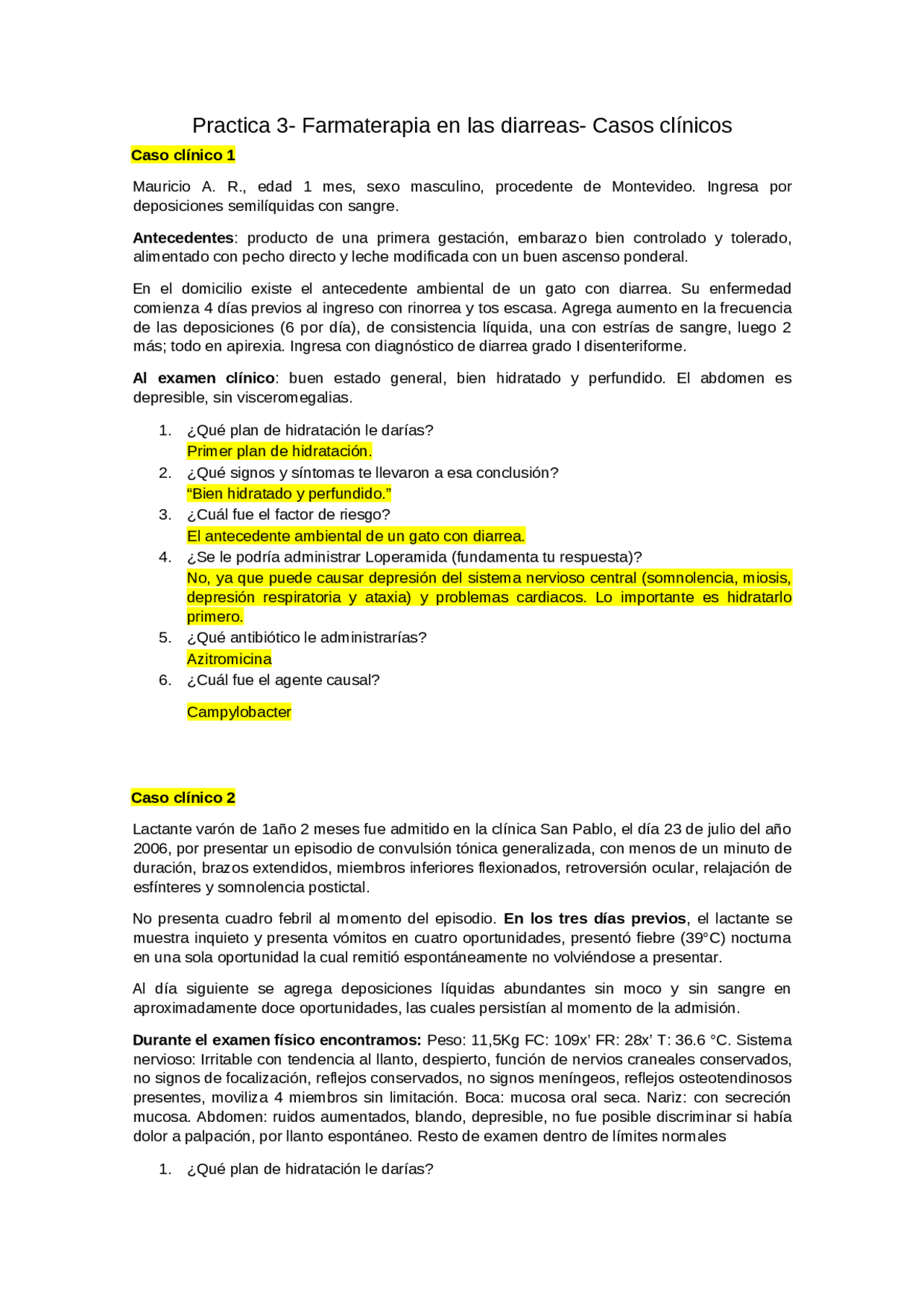 Casos Clínicos De Farmacología Ejercicios De Farmacología Docsity