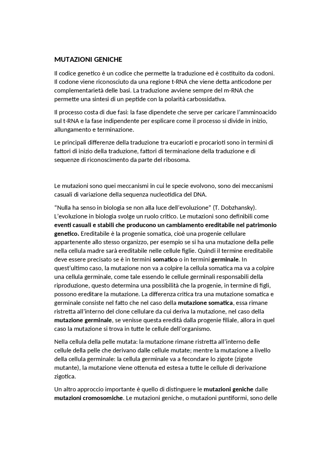 Le Mutazioni Del Dna Docsity