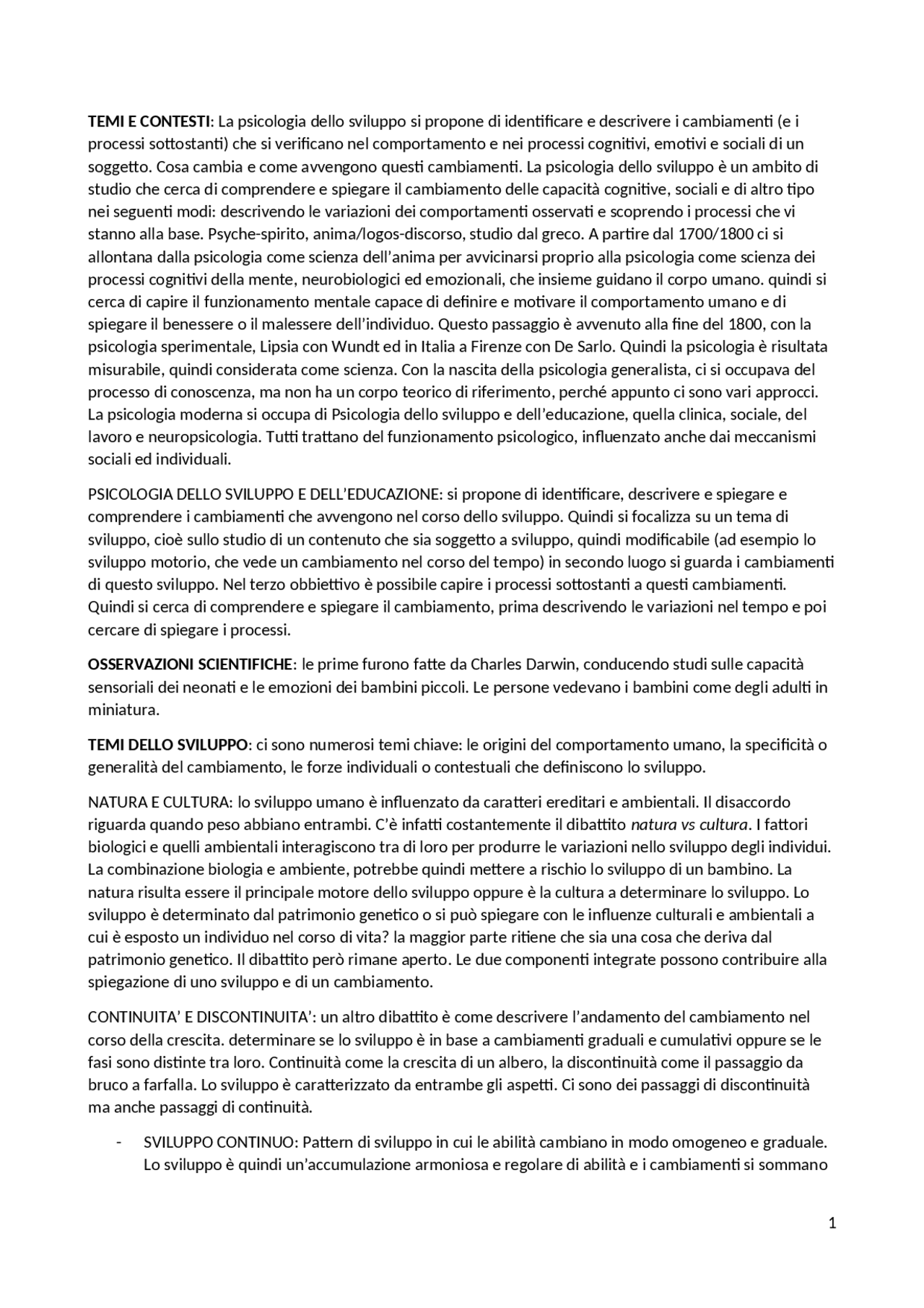 Riassunto Primi 6 Capitoli Libro Psizologia Dello Sviluppo Patrick