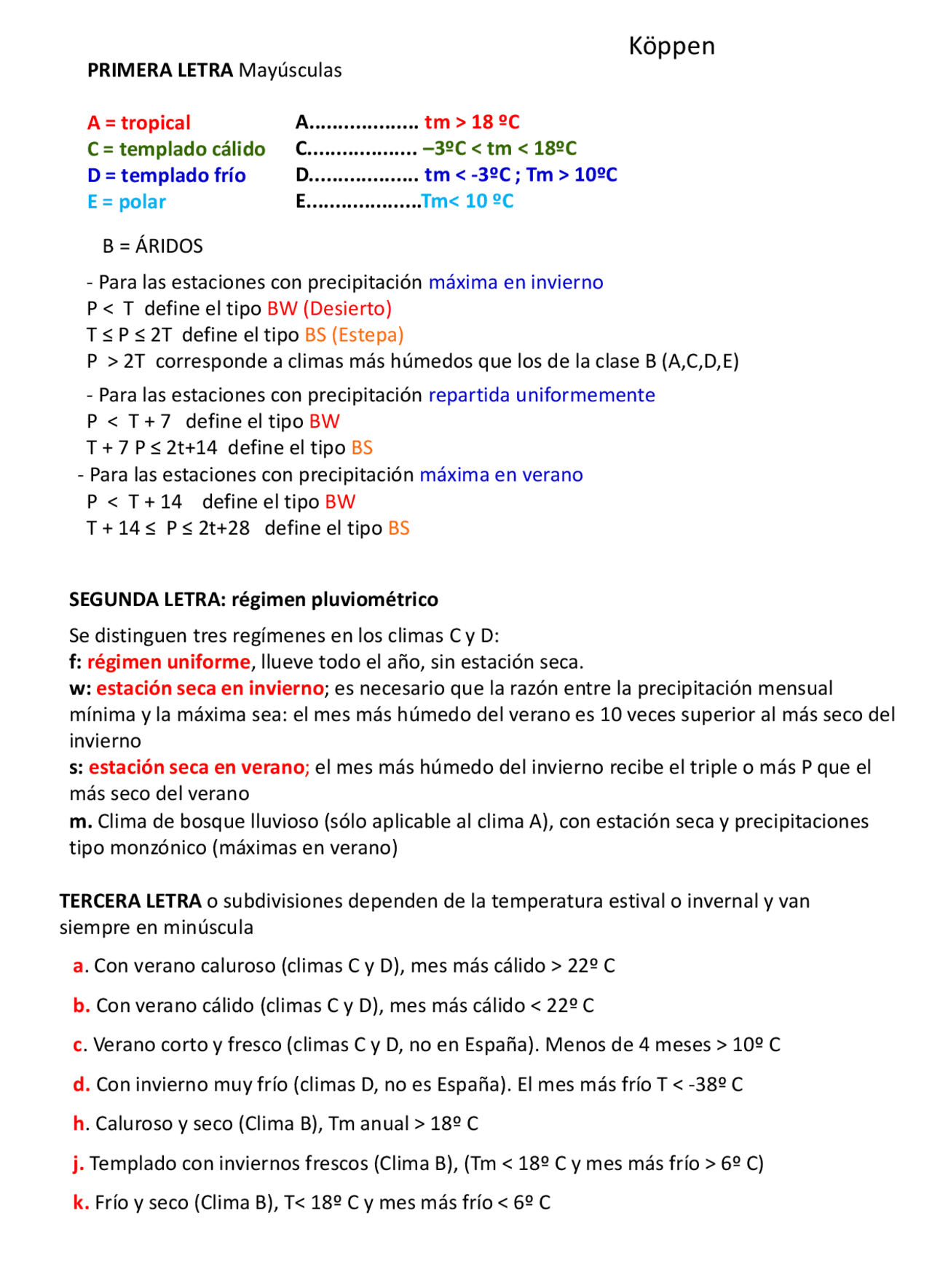 Clasificacion Koppen Docsity