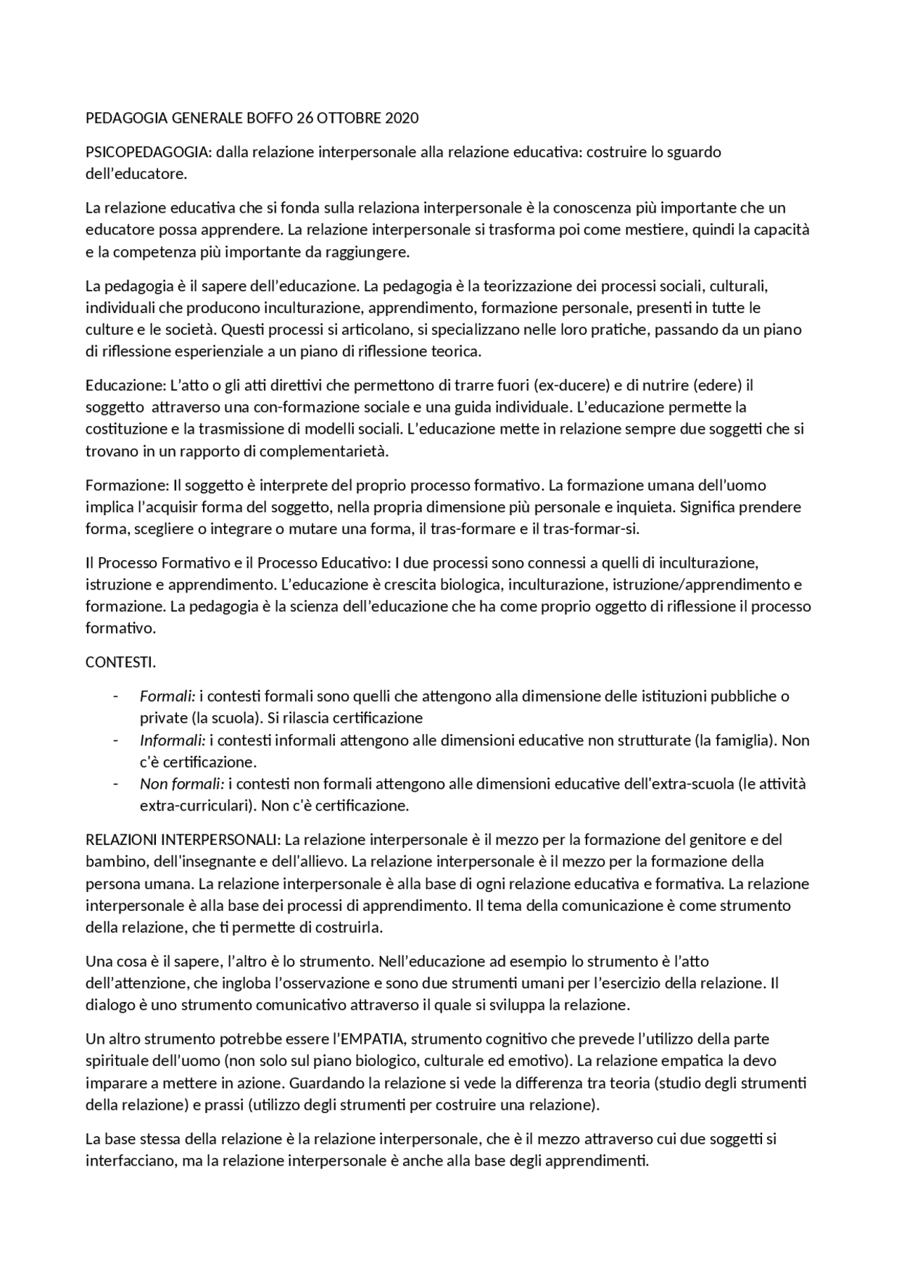 Appunti Pedagogia Generale Docsity