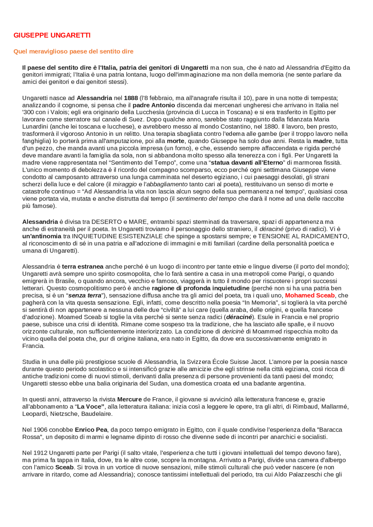 Ungaretti Allegria Docsity