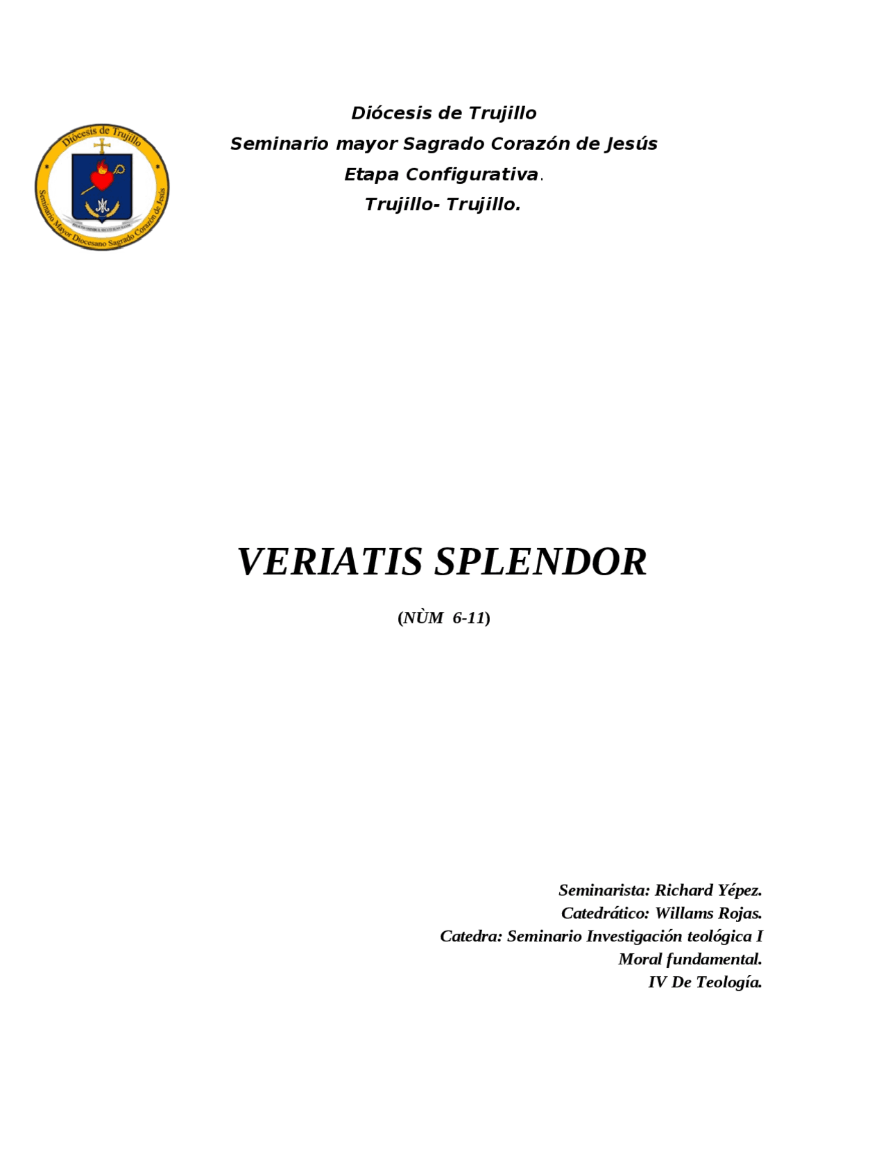 VERITATIS SPLENDOR ENCICLICA - Docsity