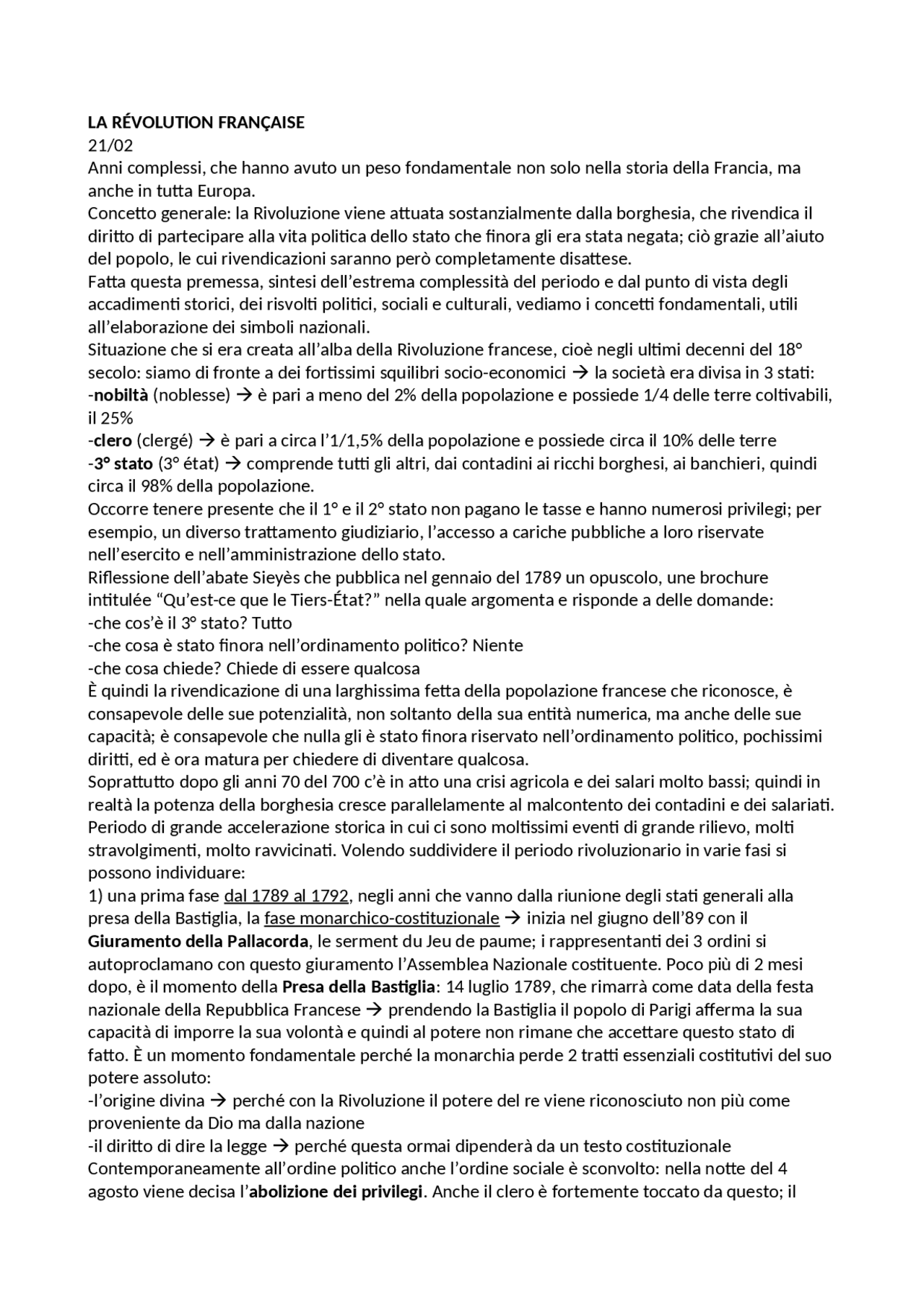 Riassunto Rivoluzione Francese Docsity