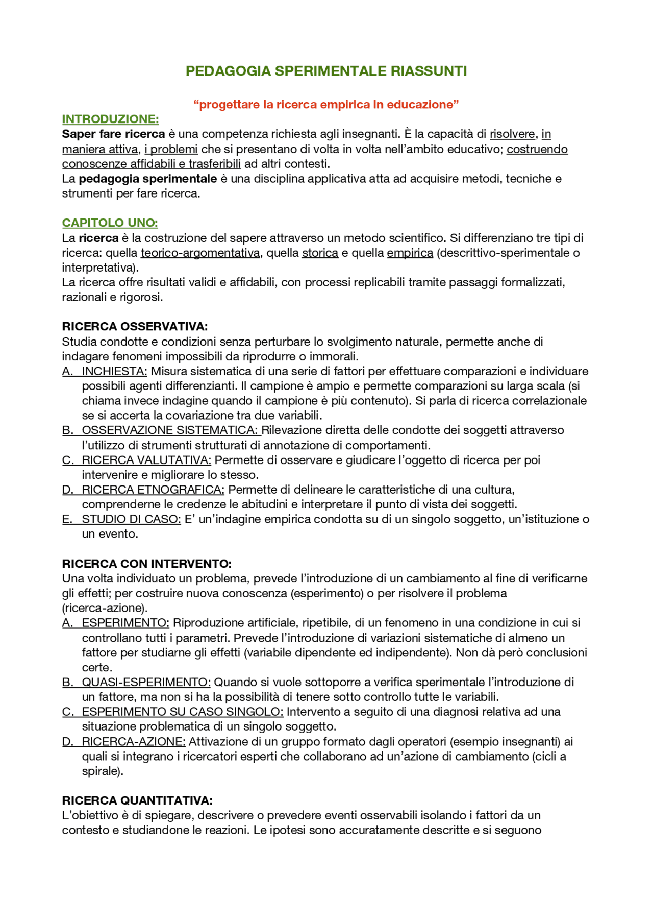 Progettare La Ricerca Empirica In Educazione Docsity