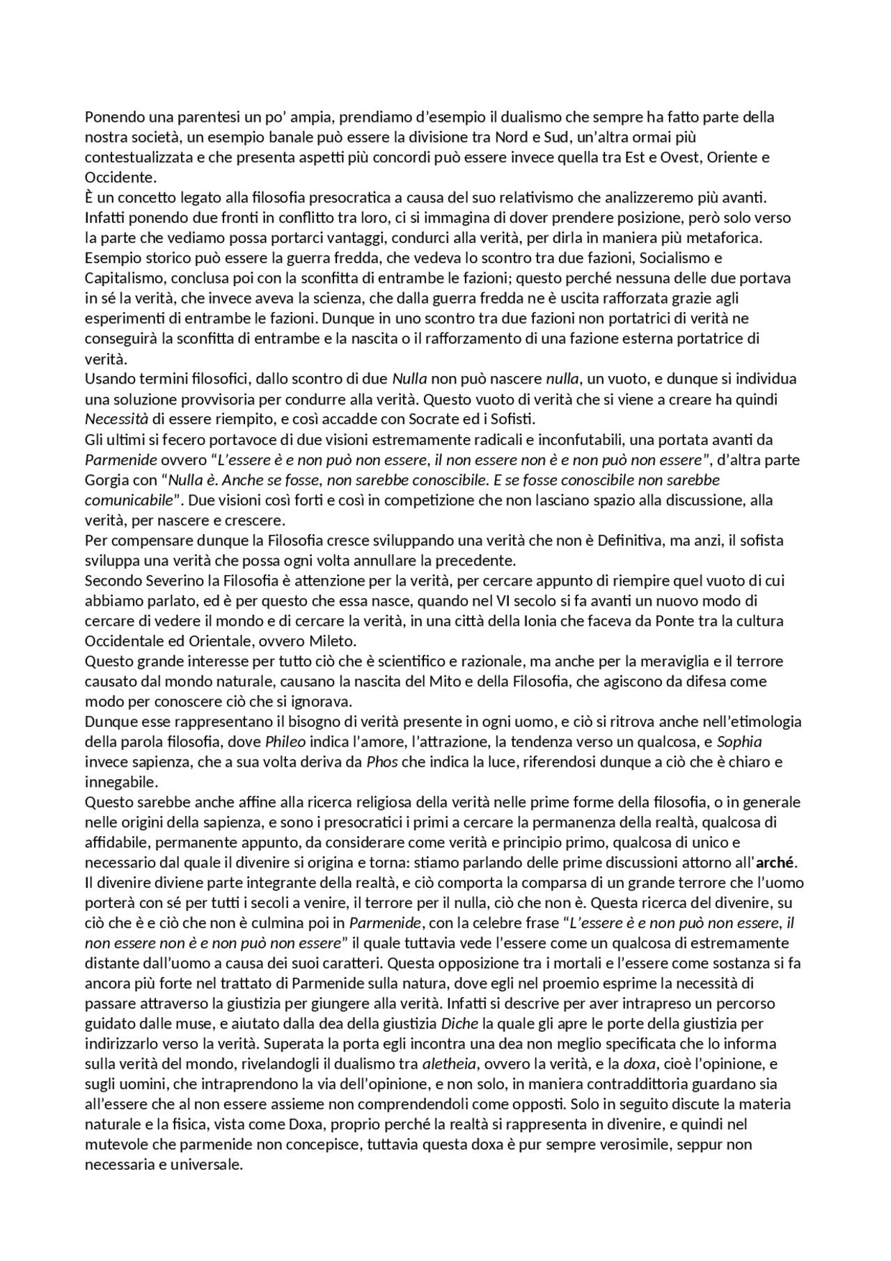 Appunti Sui Presocratici Docsity