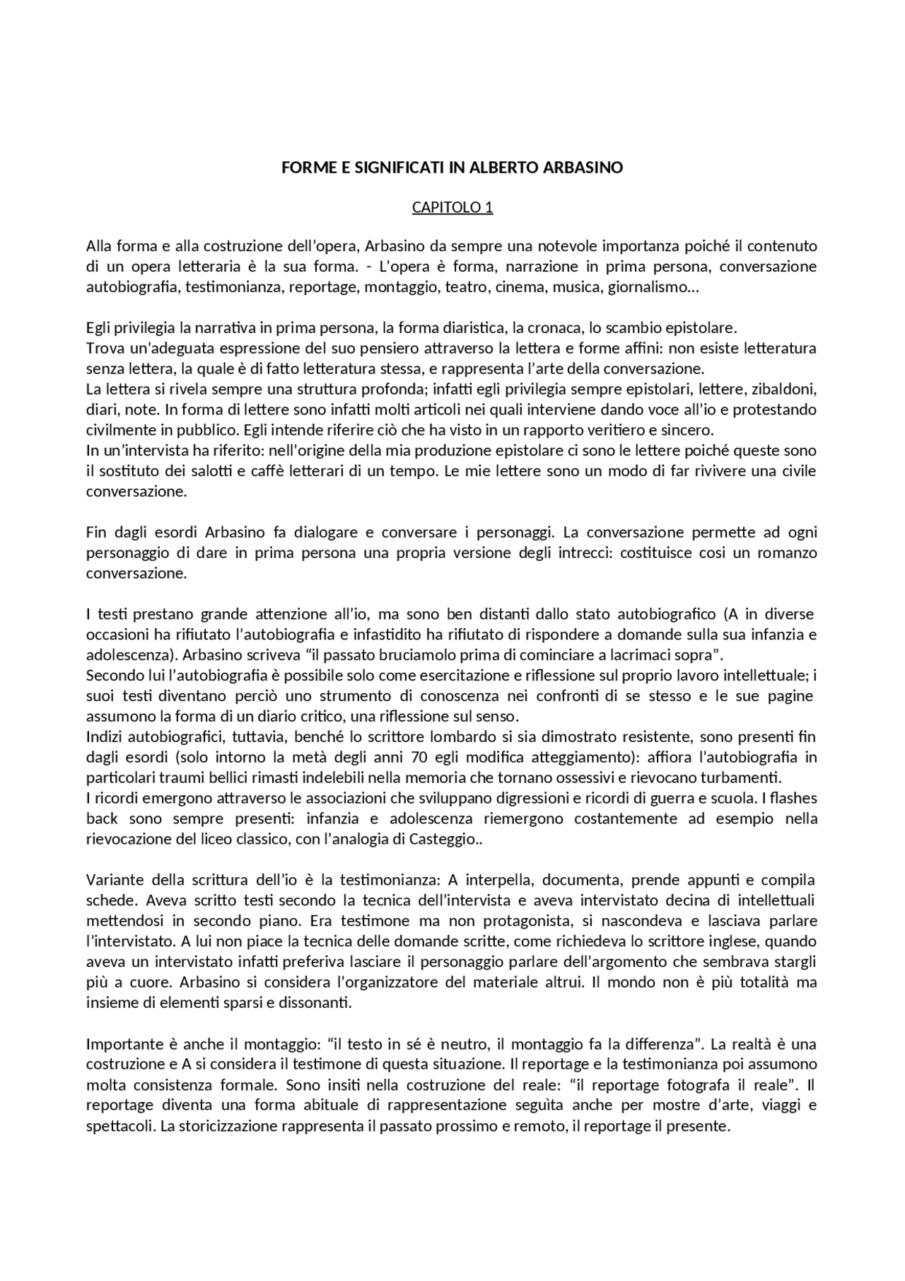 Forme E Significati In Alberto Arbasino Docsity
