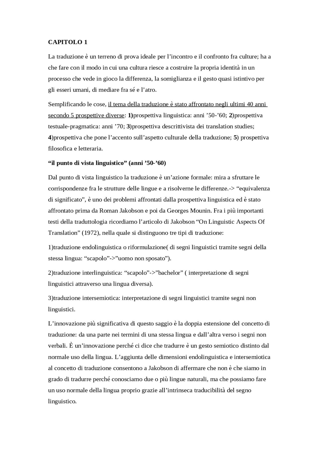 Riassunto Esame Teoria Della Traduzione Docsity