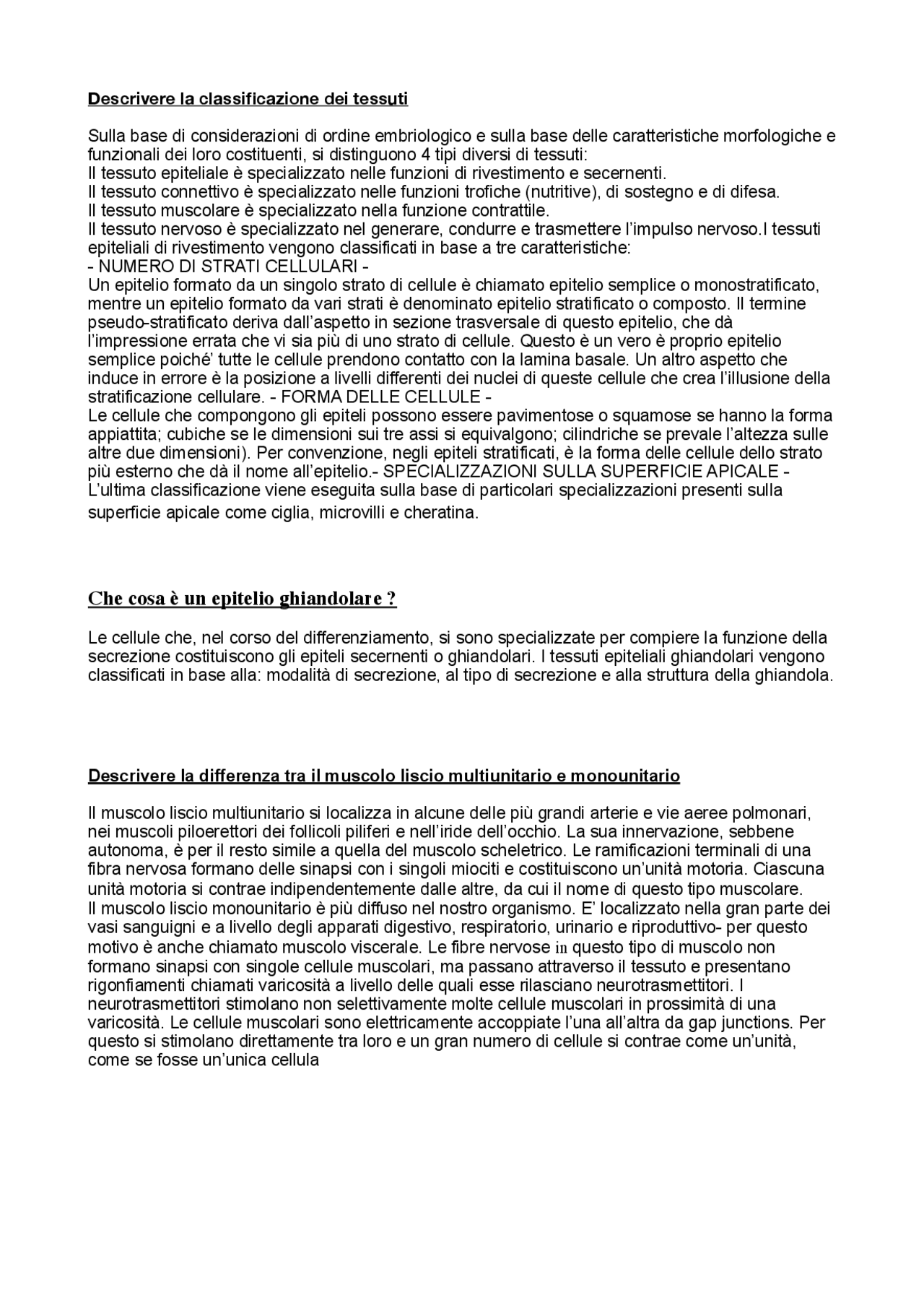 Risposte Aperte Anatomia Umana Università Ecampus Profmacaluso Filippo