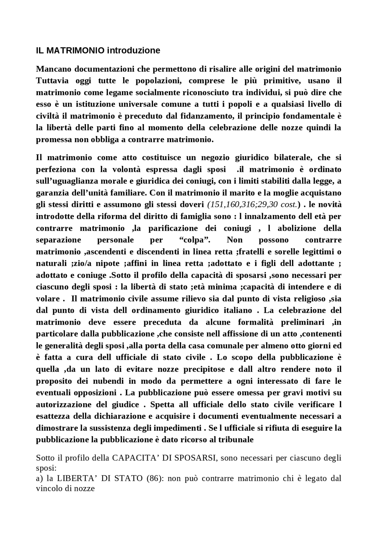 Il Matrimonio Tesi Di Laurea Prove Desame Di Diritto Civile Docsity