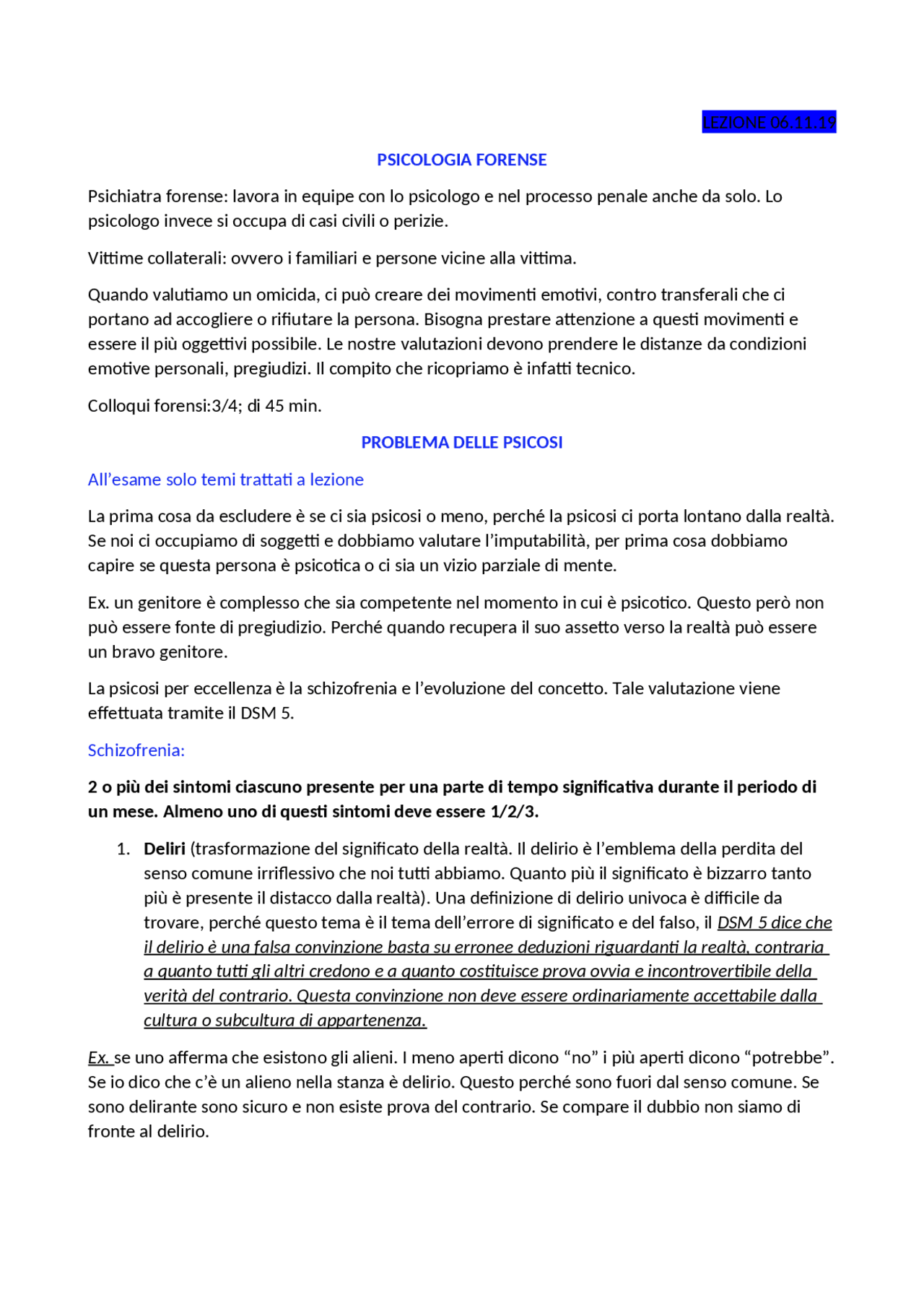 Psicologia Clinica Forense Docsity