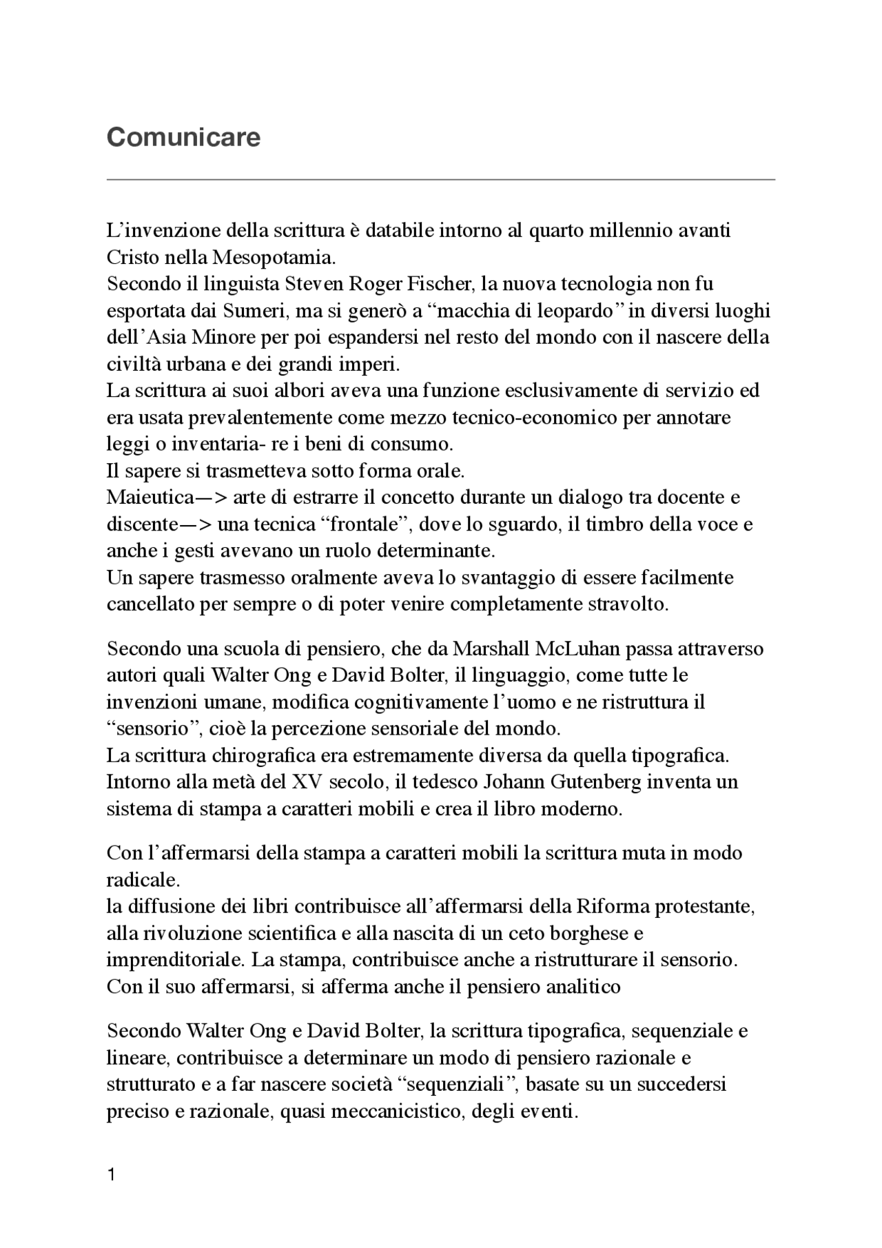 Riassunto "Comunicare" - M. Tavosanis M. Gasperetti - Docsity