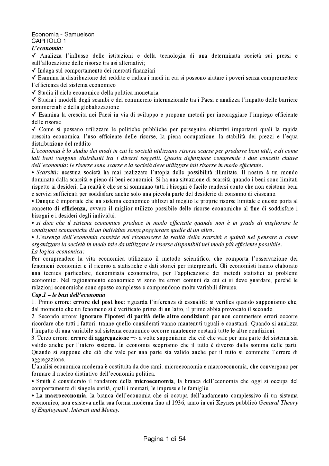 Economia Politica - SAMUELSON | Sintesi del corso di Economia Politica ...