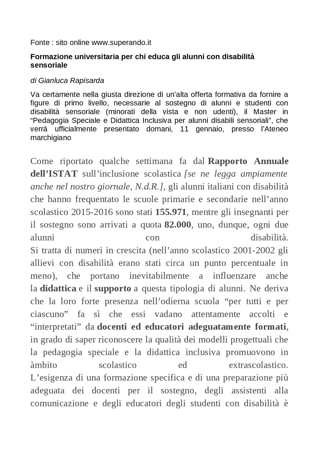 Disabilità Sensoriale Docsity