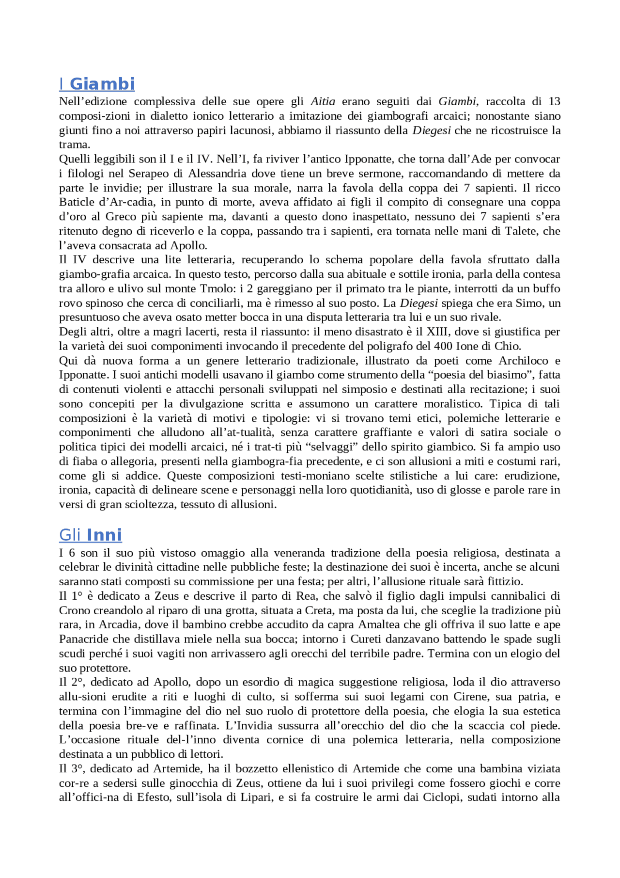 Approfondimento Su Callimaco Docsity