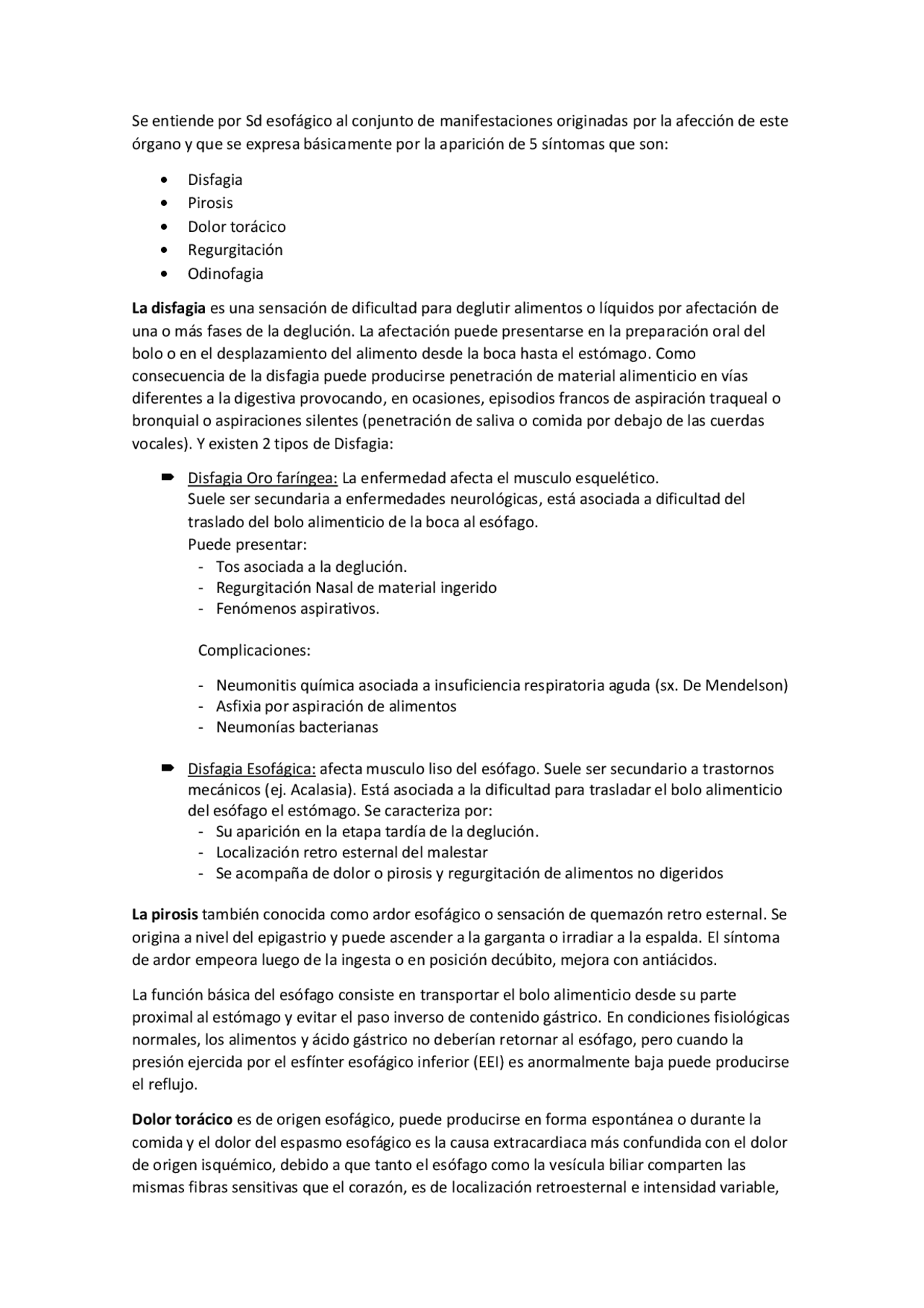 Síndrome esofágico, síntomas y tratamiento - Docsity