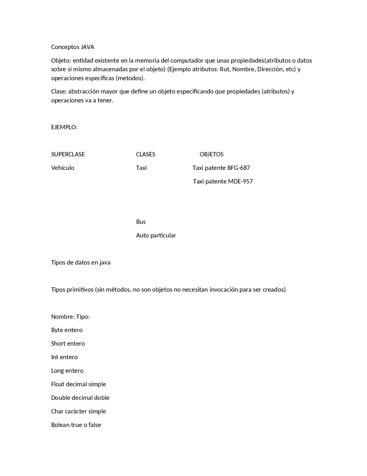 CONCEPTOS JAVA BASICOS - Docsity