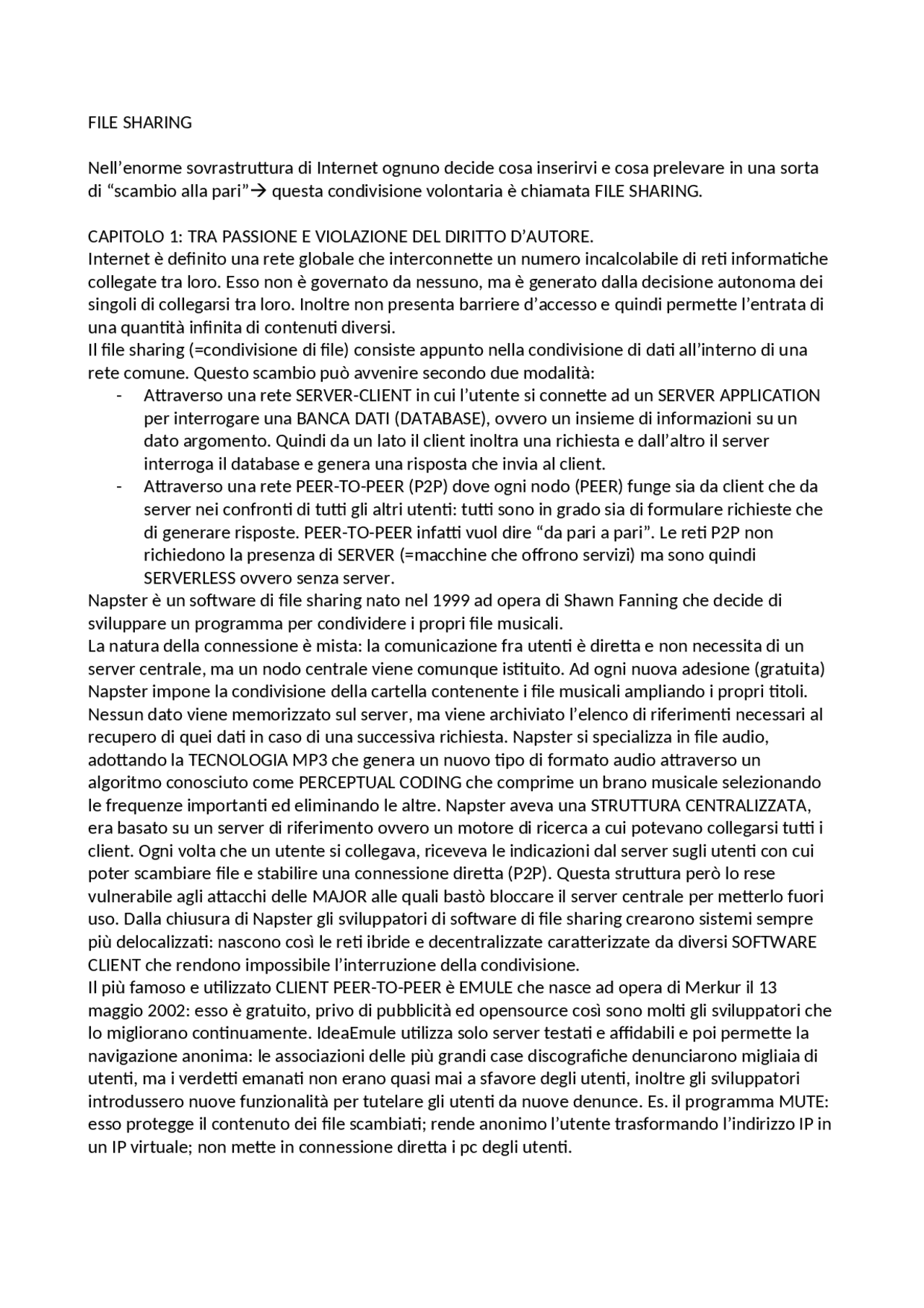 File Sharing Tra Opportunità E Problematiche Cifaldi Foresta Docsity