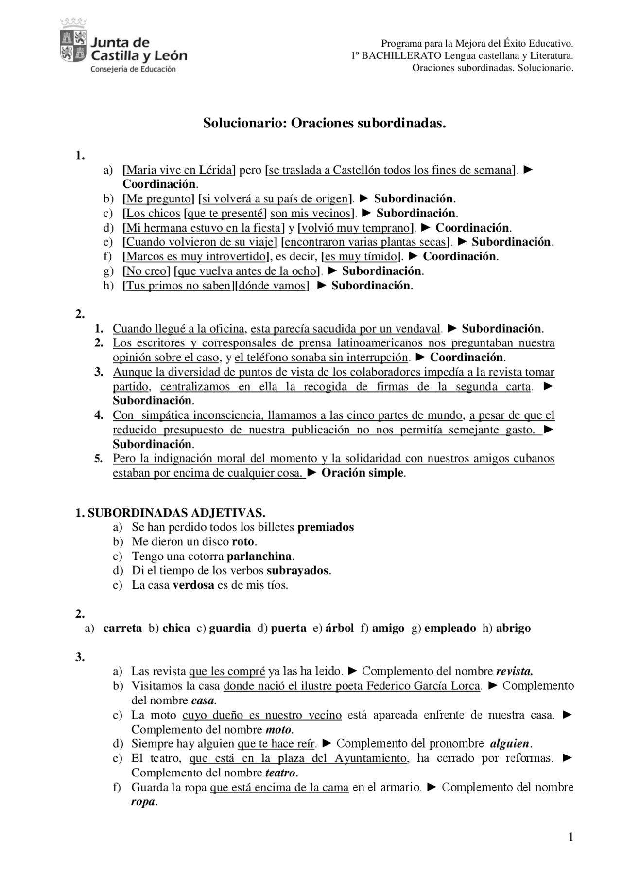 Oraciones Subordinada - Docsity