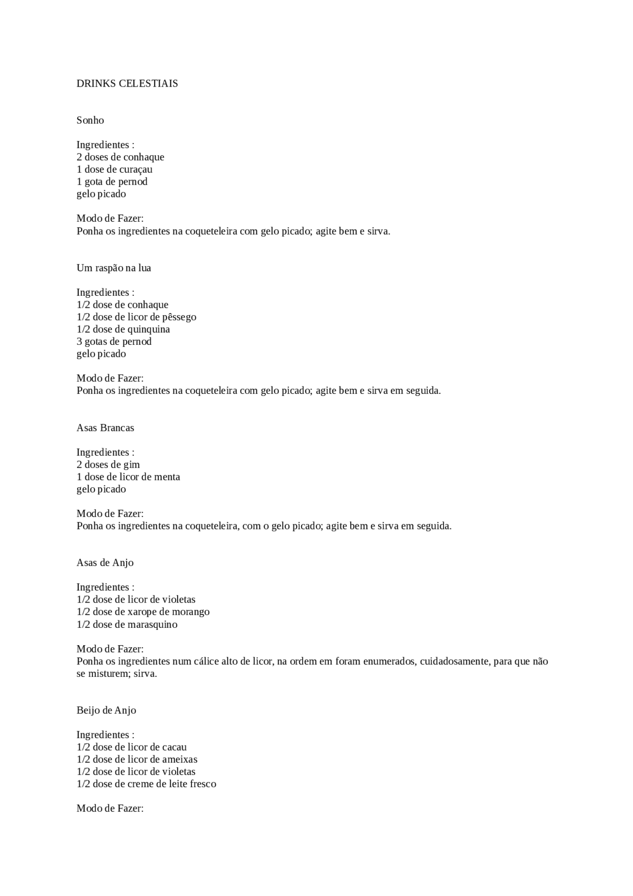 Bebidasdrinkscelestiaisdoc Resumos Gastronomia Docsity