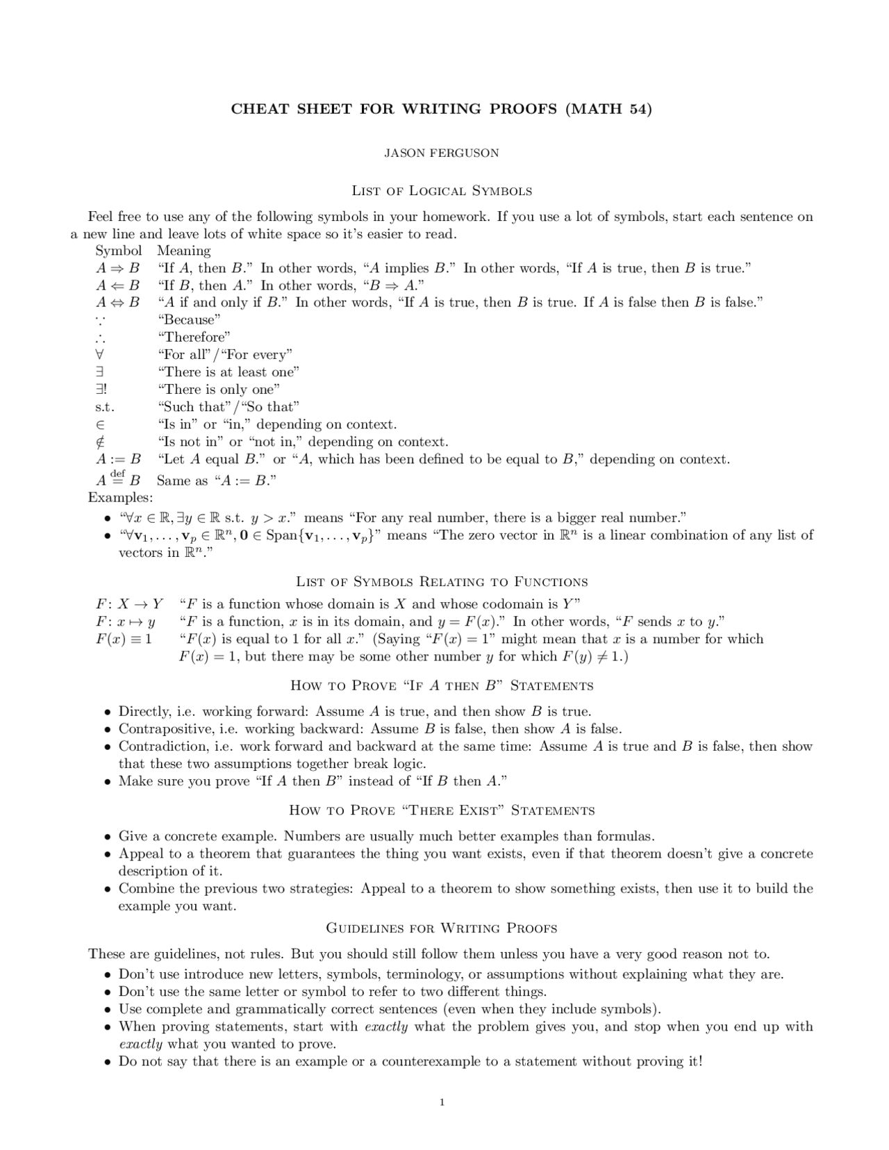 Symbols For Mathematical Proofs Docsity