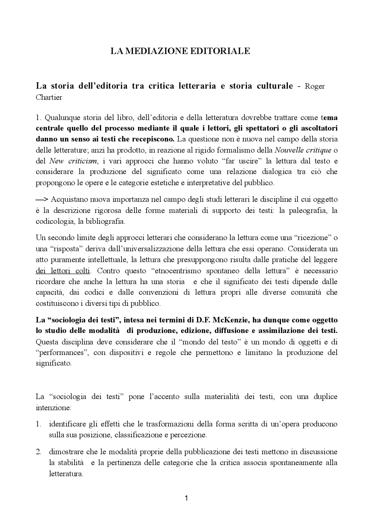 Riassunto Completo Di La Mediazione Editoriale A Cura Di Cadioli