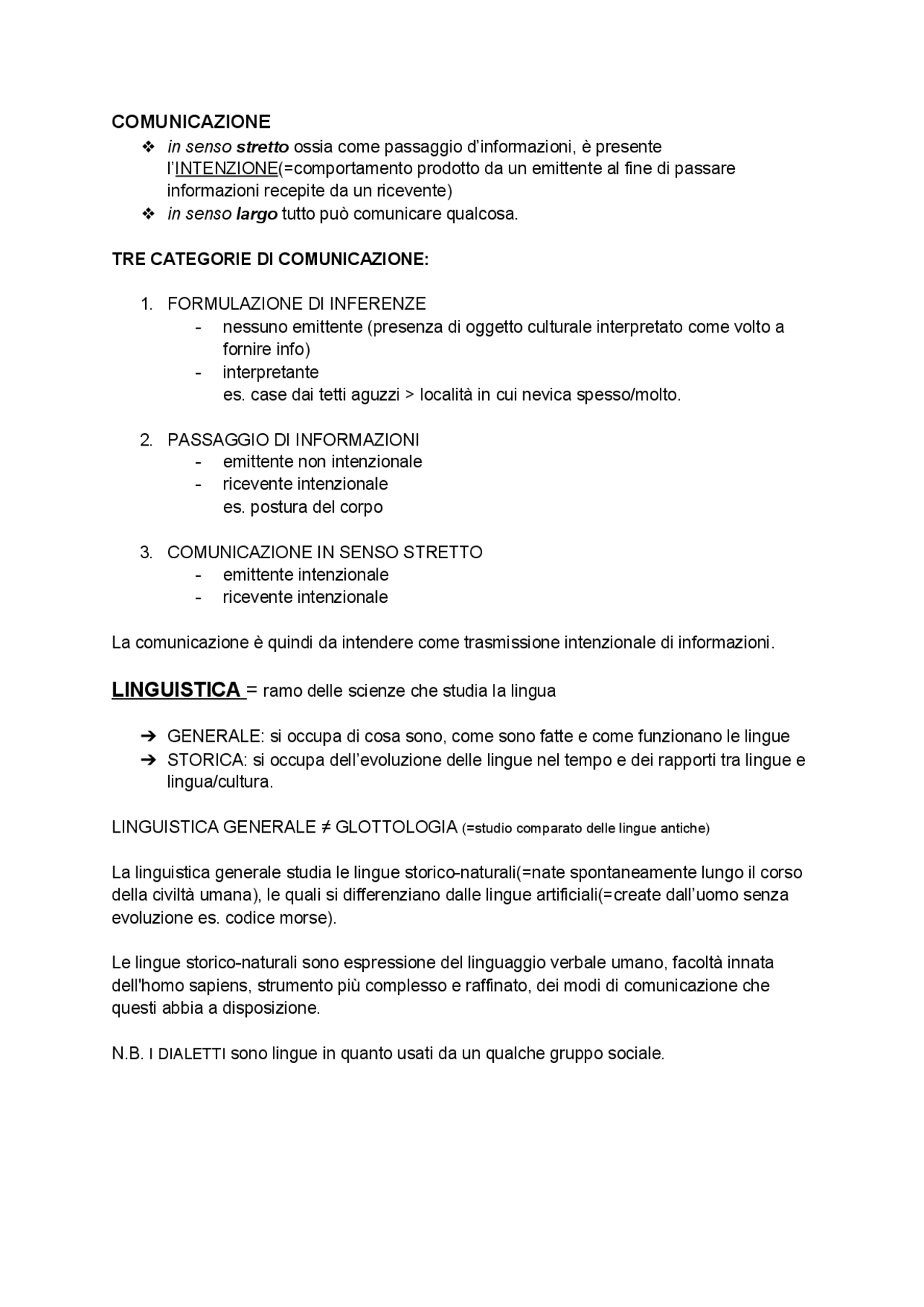 Riassunti Linguistica 1 Dispense Di Linguistica Docsity