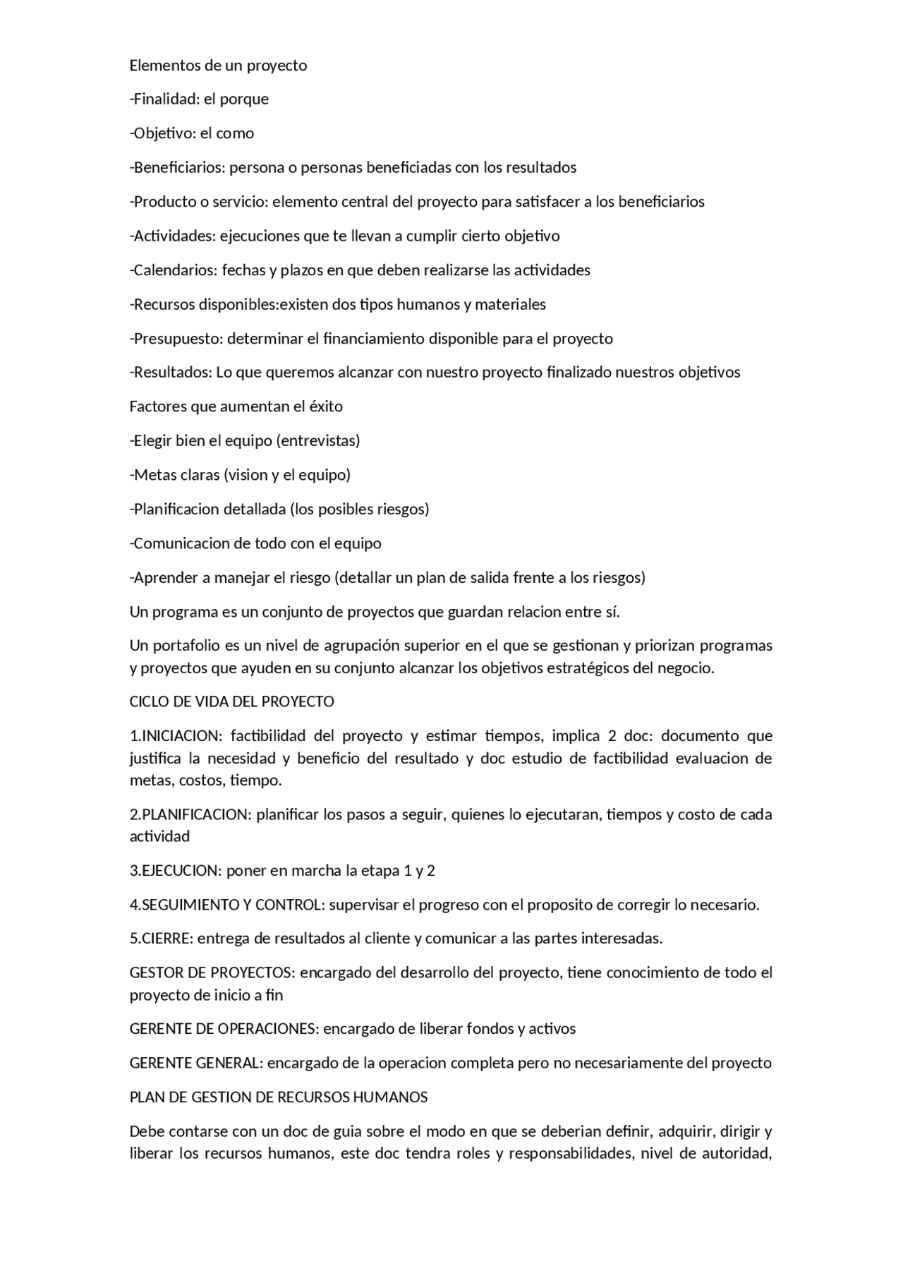 Gestion De Proyectos Apuntes De Gestión Comercial Docsity