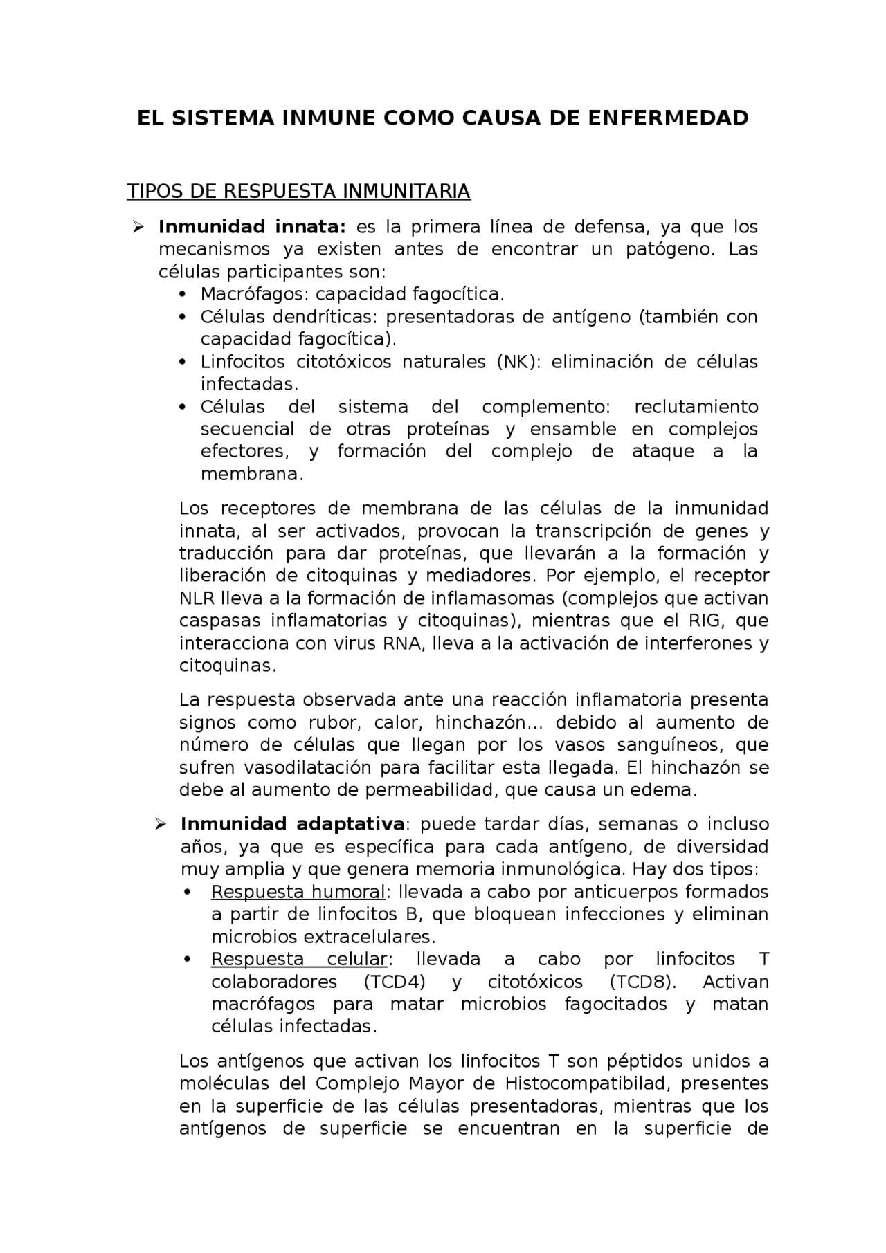 Tema 2 Sistema Inmune Apuntes De Fisiopatología Docsity