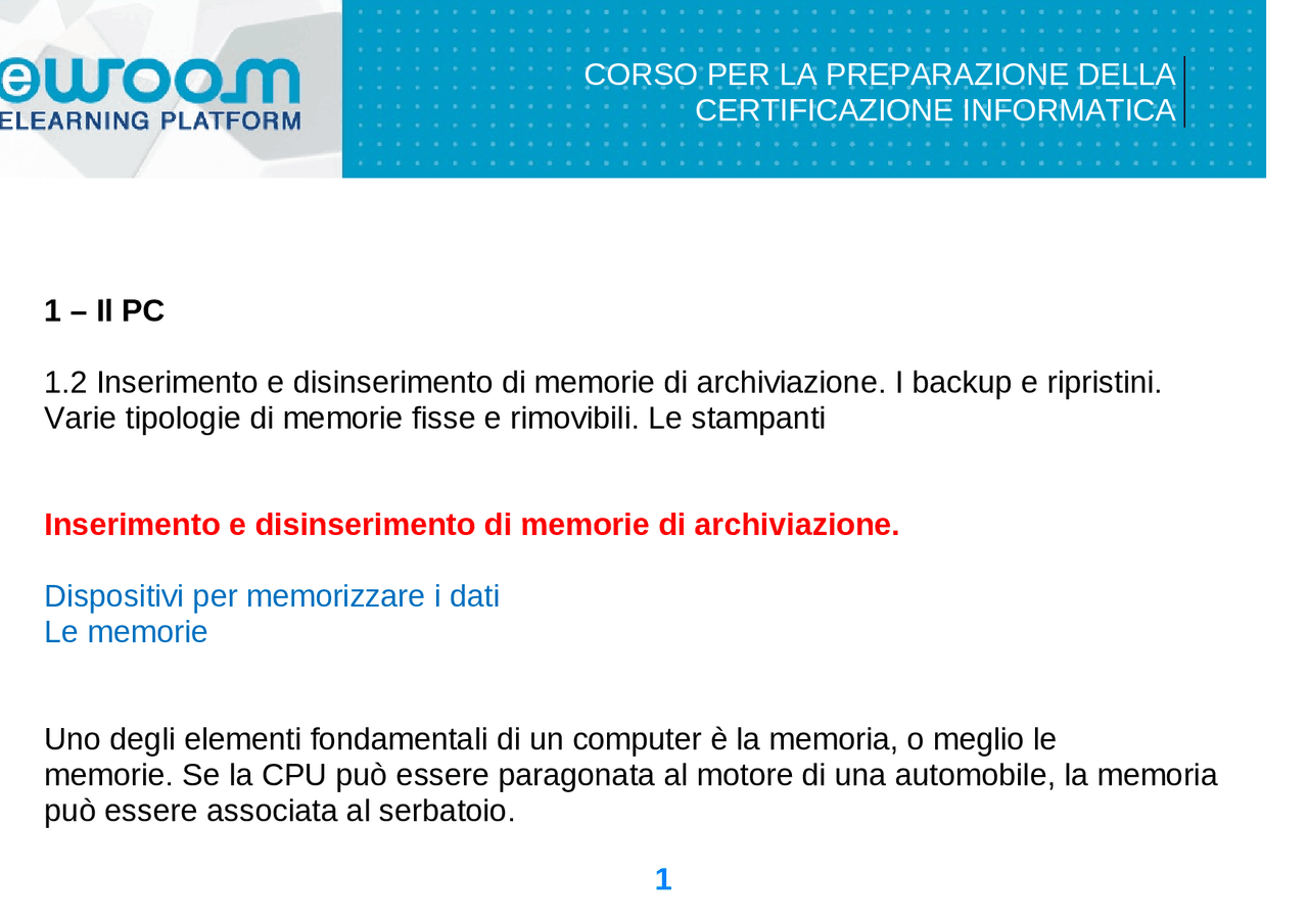 Riassunti Per Corso Sulla Certificazione Eipass Docsity