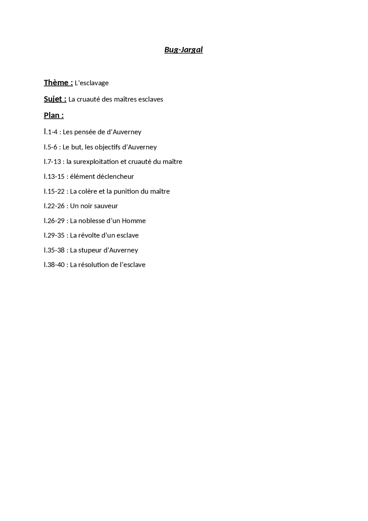 Analyse synthétique Bug-Jargal - Docsity