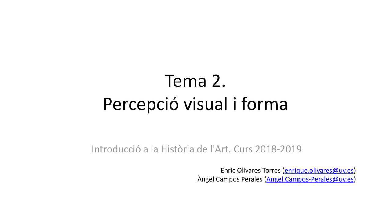 Tema 2. La percepció i la forma. - Docsity