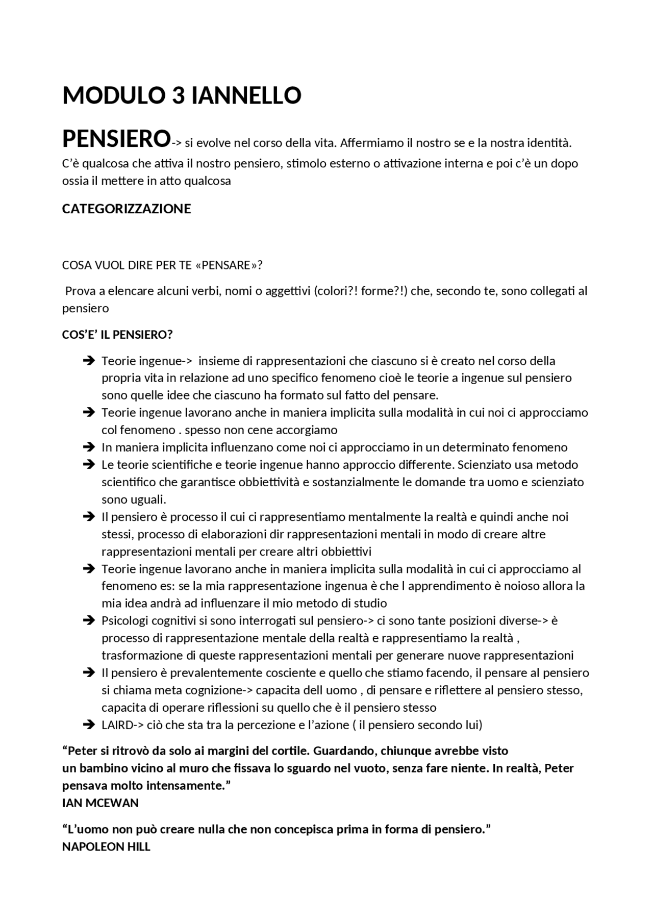 Psicologia generale modulo3 - Docsity