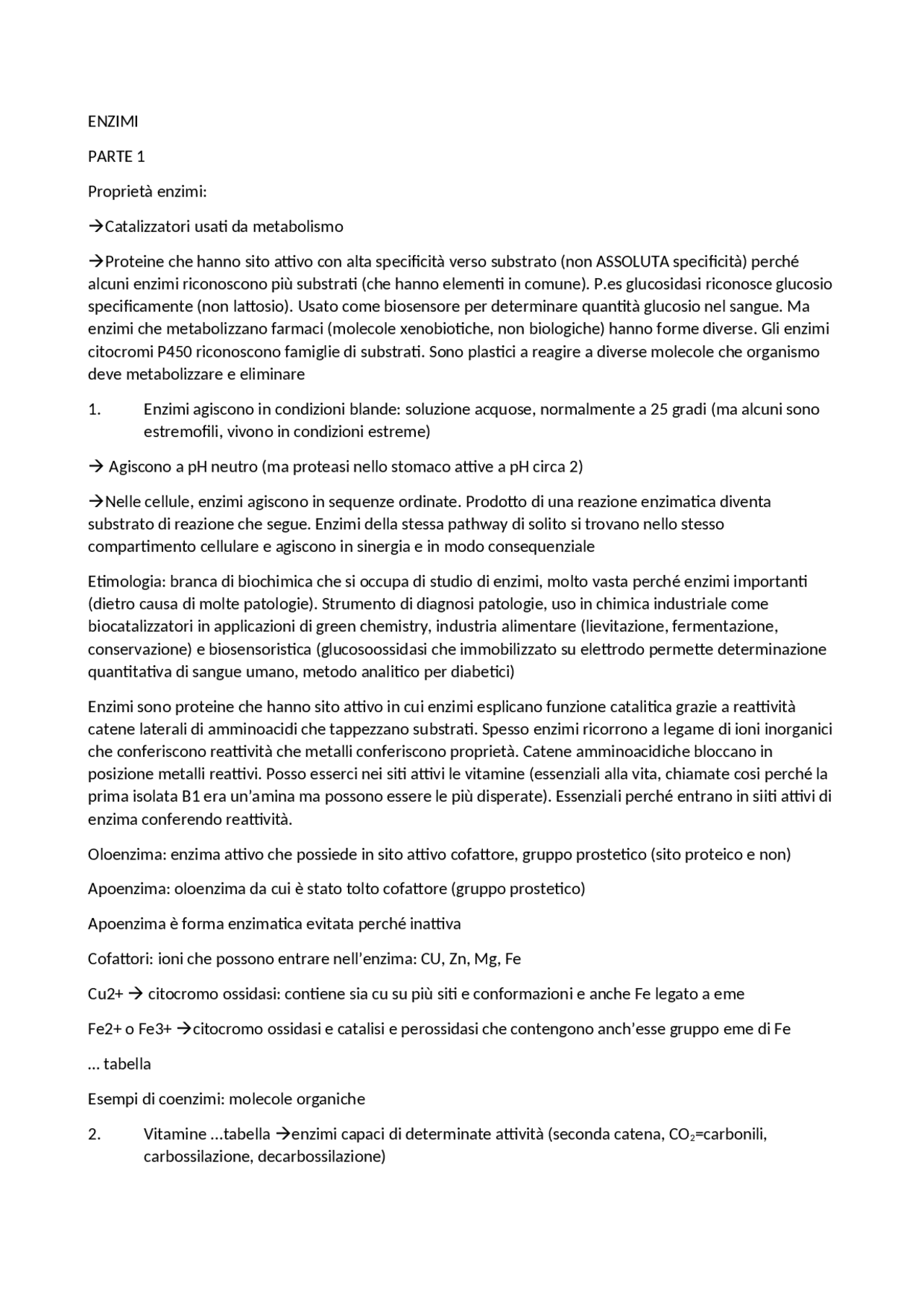 Biochimica I Descrizione Enzimi Docsity