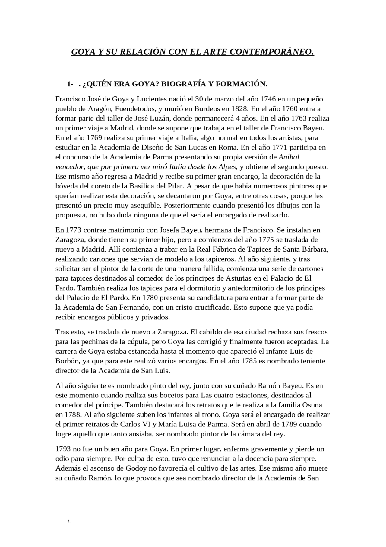 La Influencia de Goya en los artistas posteriores | Ejercicios de Arte ...