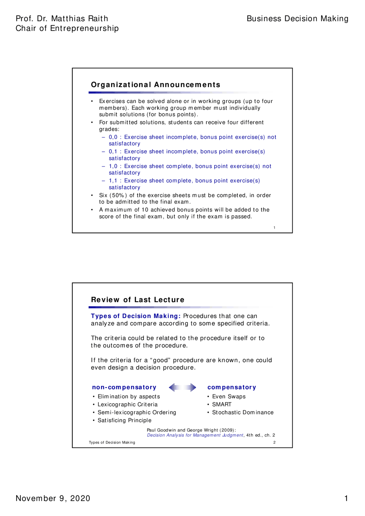 Preference And Decision Making Docsity