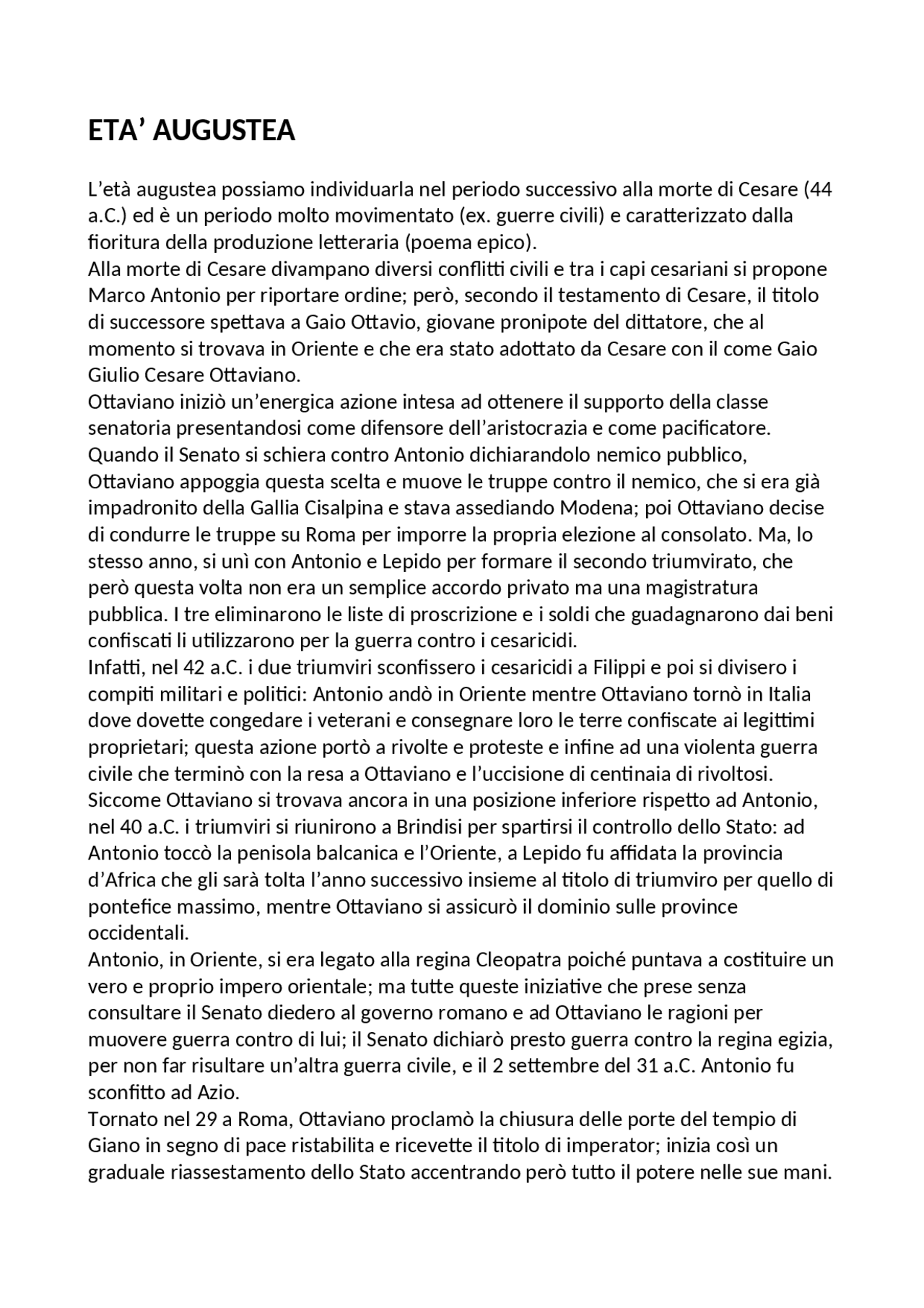L'ETA' AUGUSTEA_LETTERATURA LATINA | Appunti di Latino | Docsity