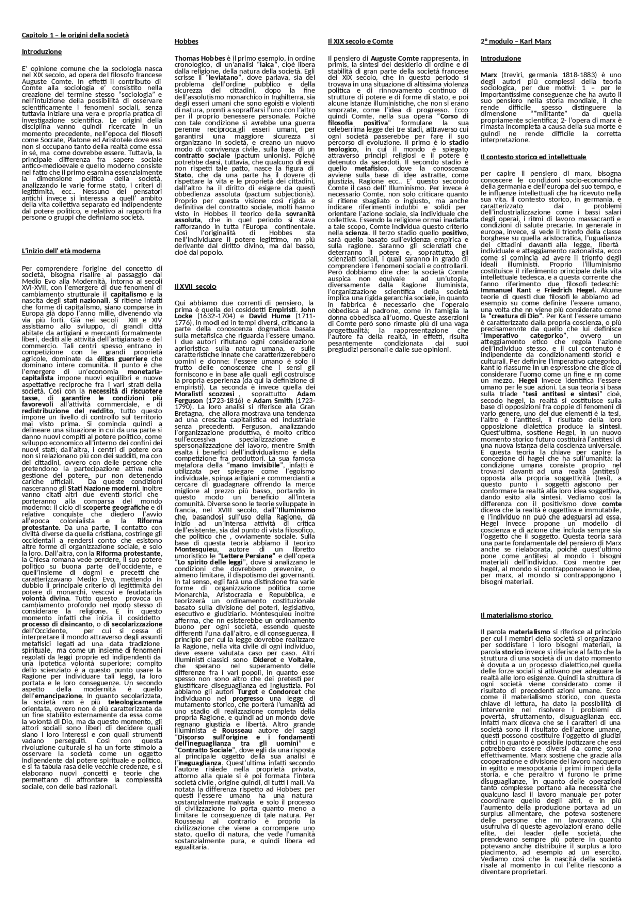 Sociologia Generale Triennale Cusano Docsity