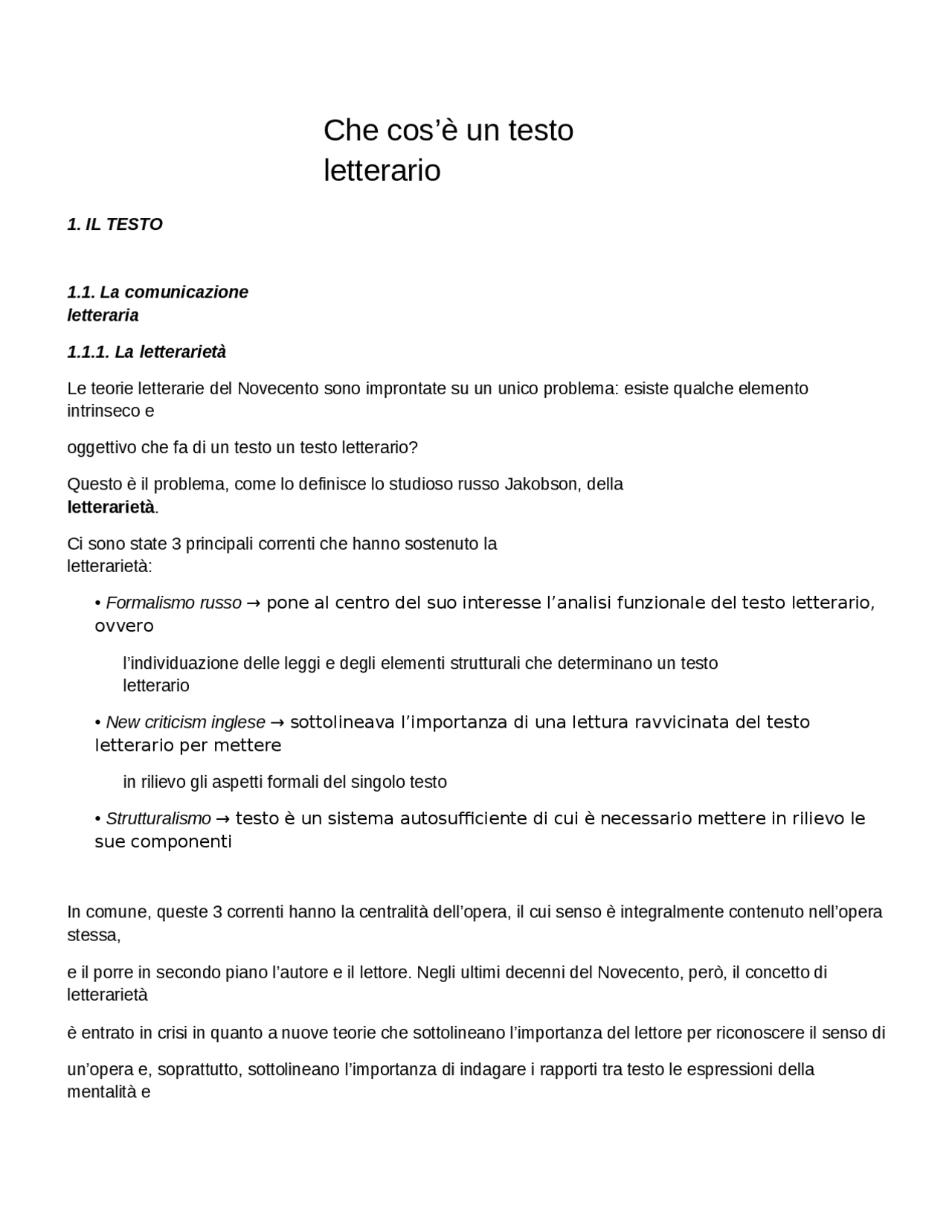 Testo Letterario Per Esame Docsity