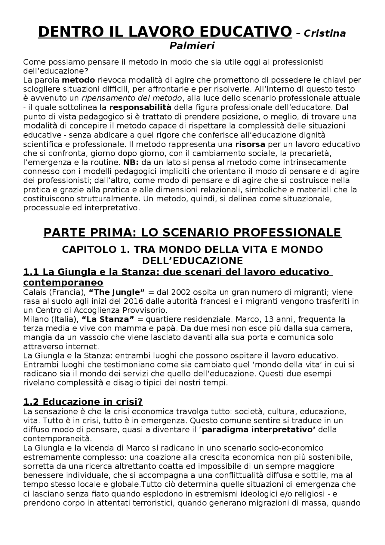 Lavorare Con Metodo Nei Contesti Educativi Docsity