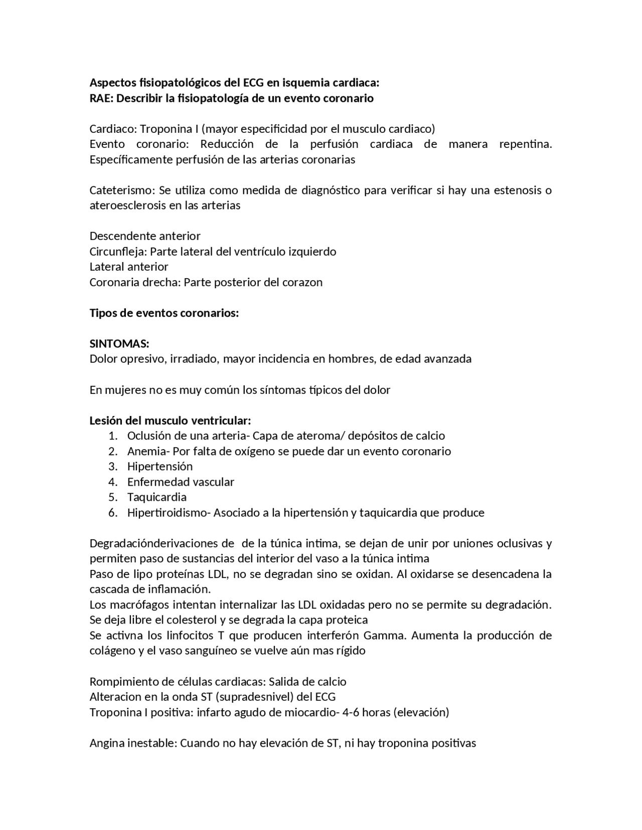 Elcetrocardiograma Isquemia Cardiaca Apuntes De Cardiología Docsity