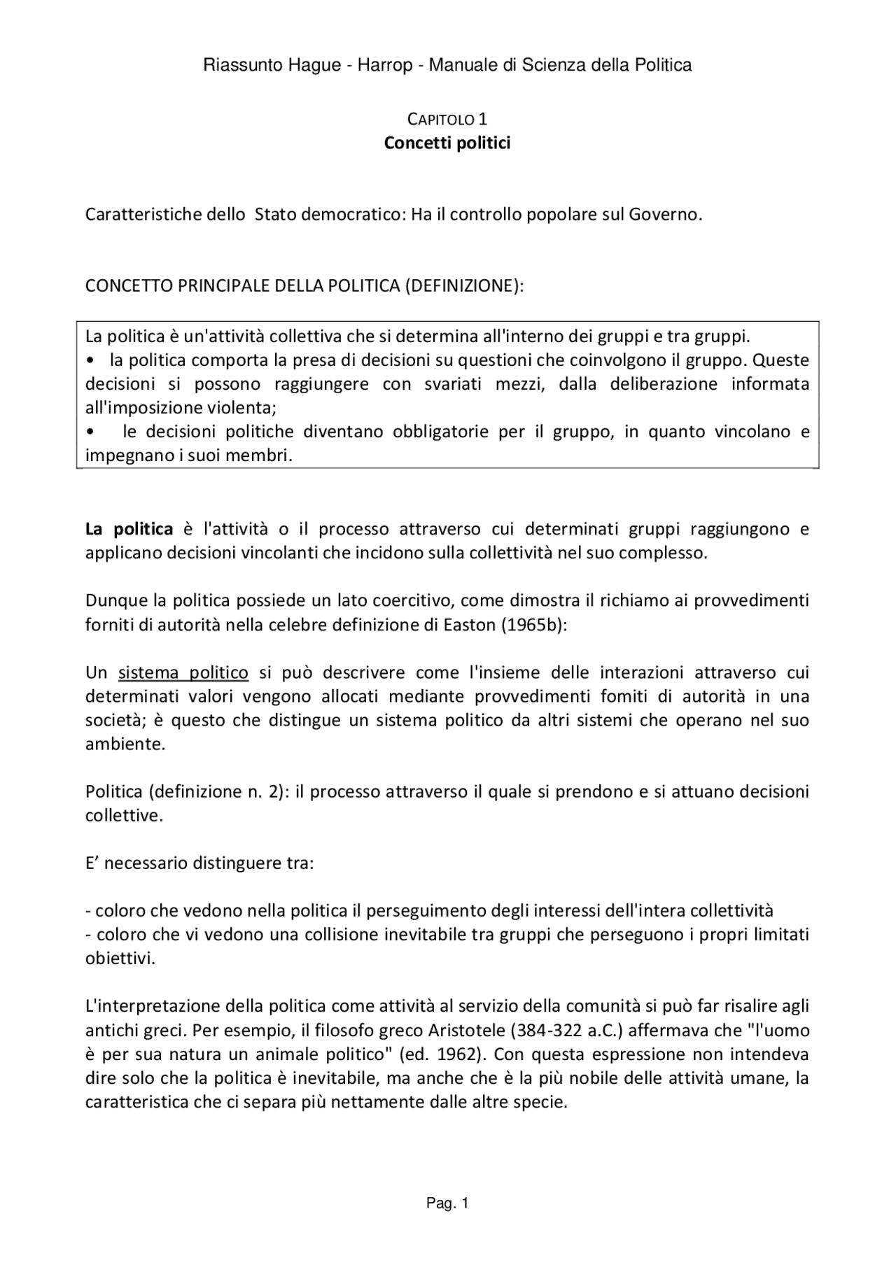 Manuale di scienza politica di Rod Hague, Martin Harrop - Docsity