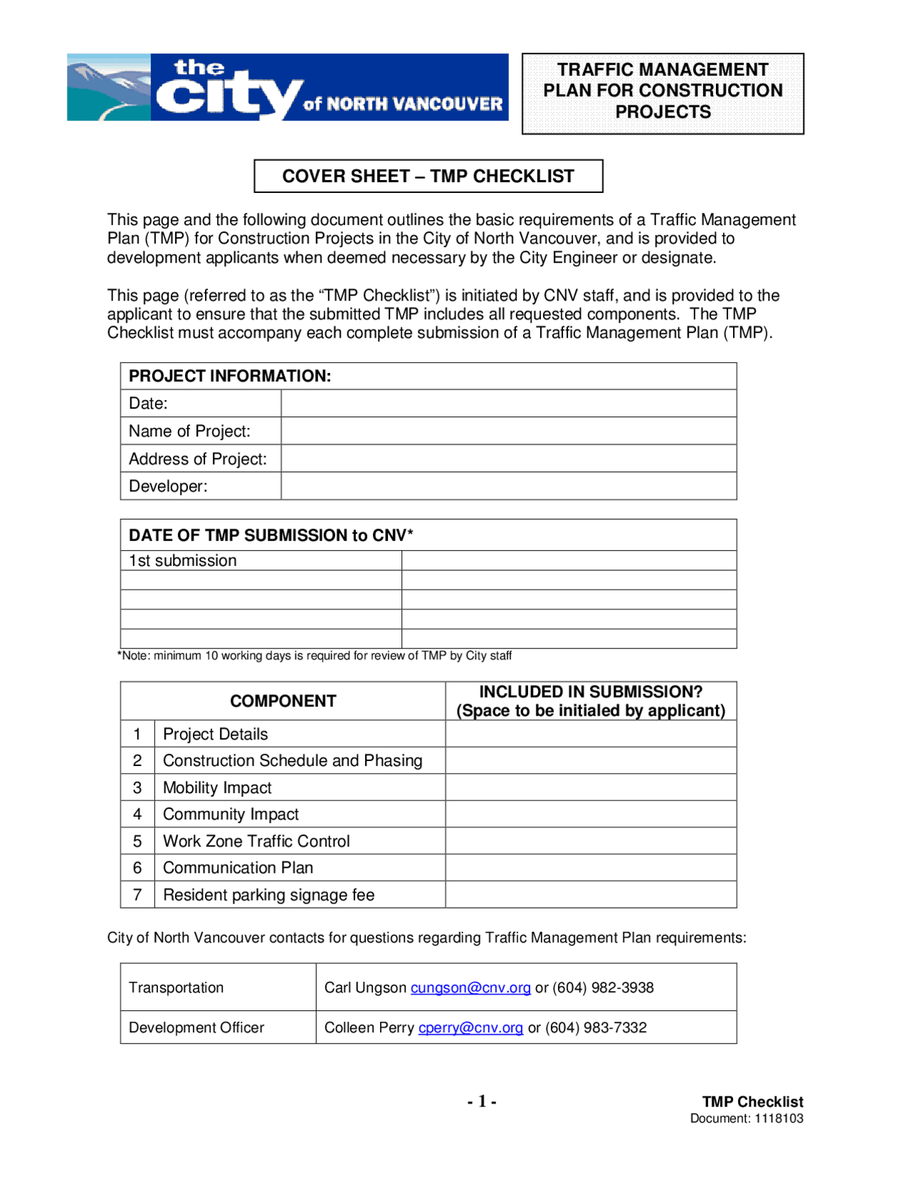 Traffic Management Plan Checklist | Lecture notes Transportation ...